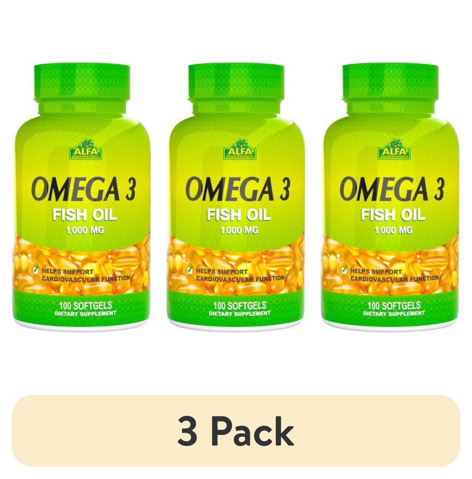 (3 pack) Alfa Natural Omega-3 Fish Oil Softgels, 1000 Mg, 100 Ct ...