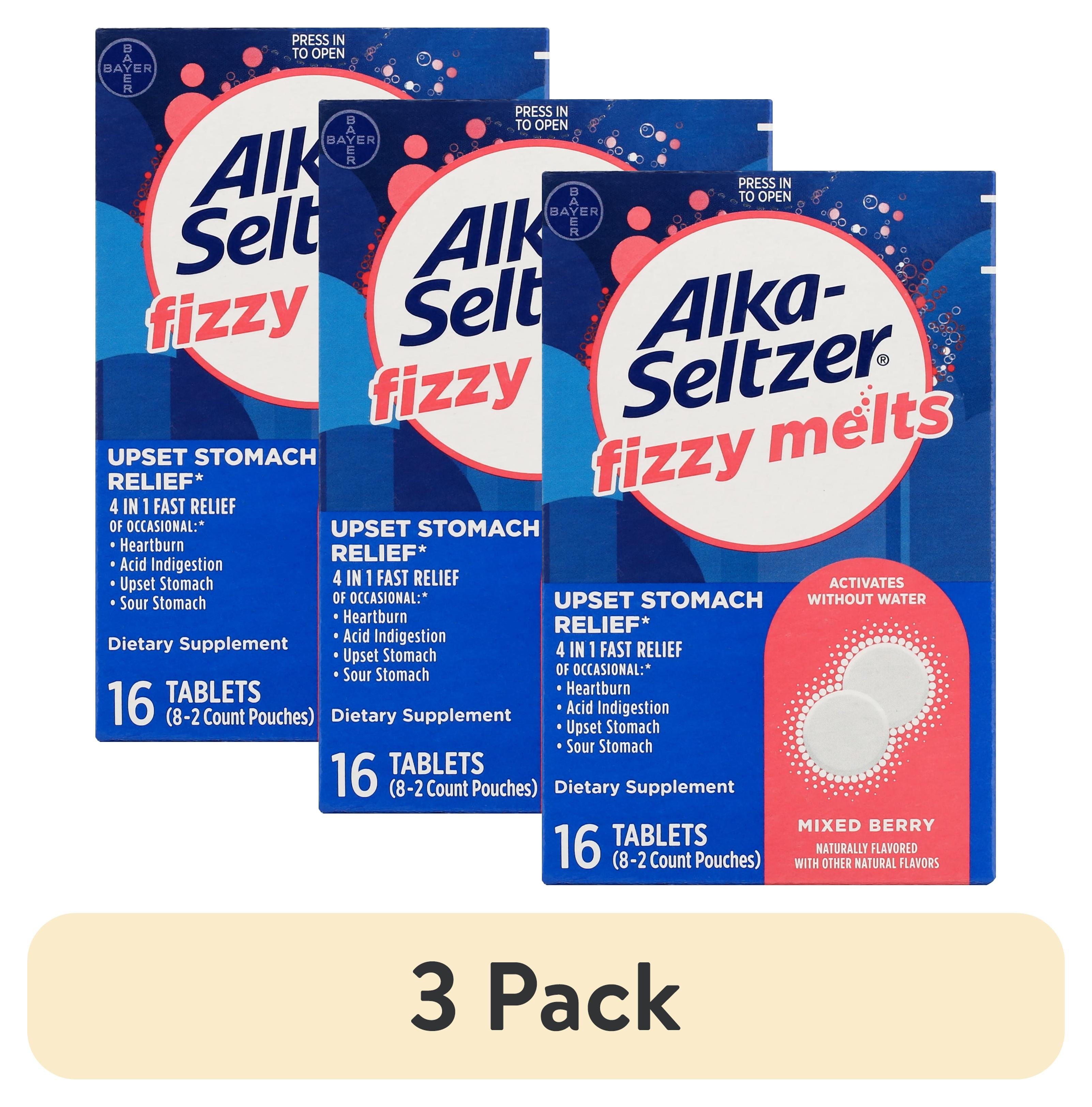 (3 pack) Alka-Seltzer Fizzy Melts Dietary Supplement Antacid Mixed ...