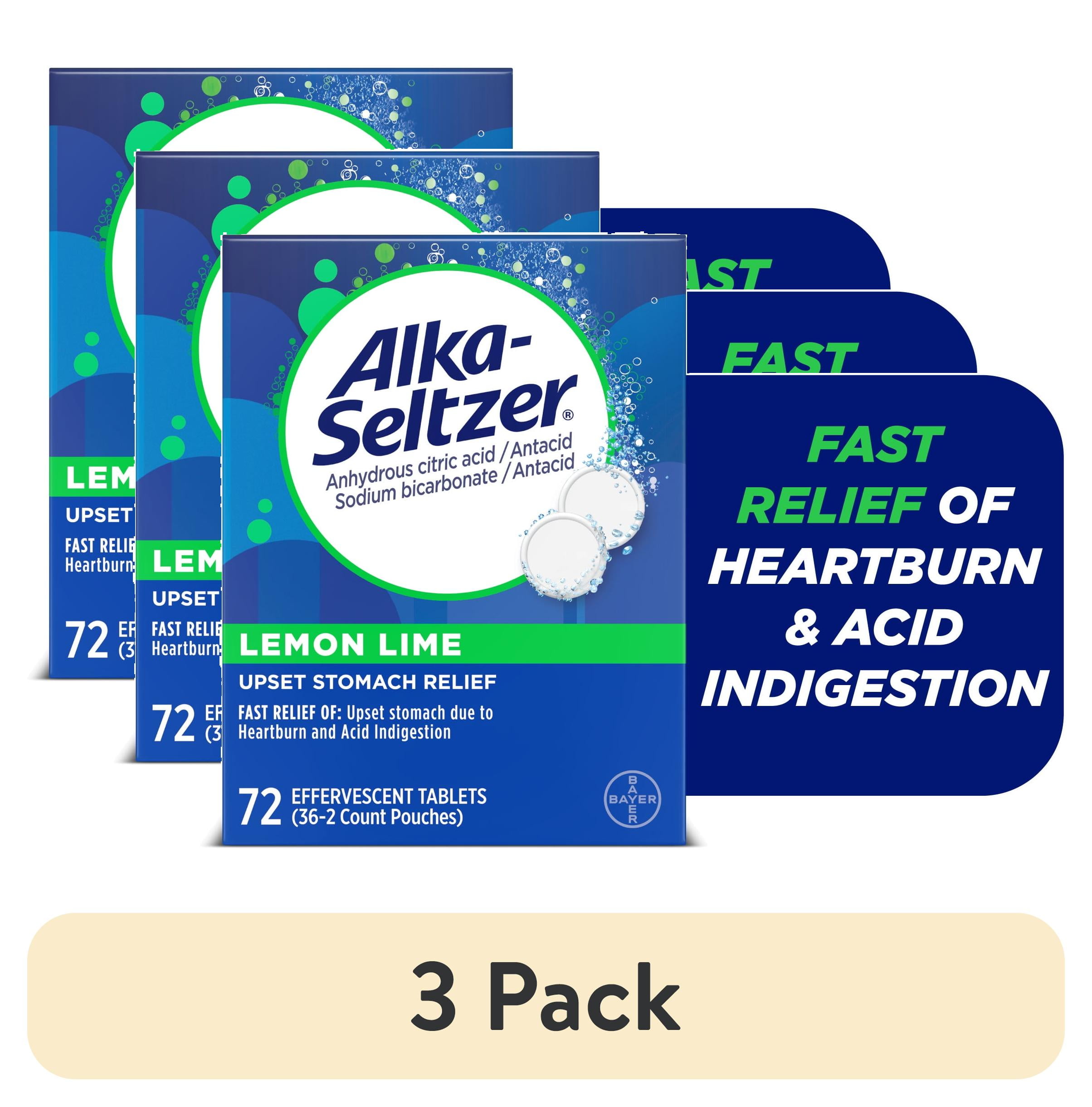 (3 pack) Alka-Seltzer Heartburn Relief Lemon Lime Flavor Effervescent ...