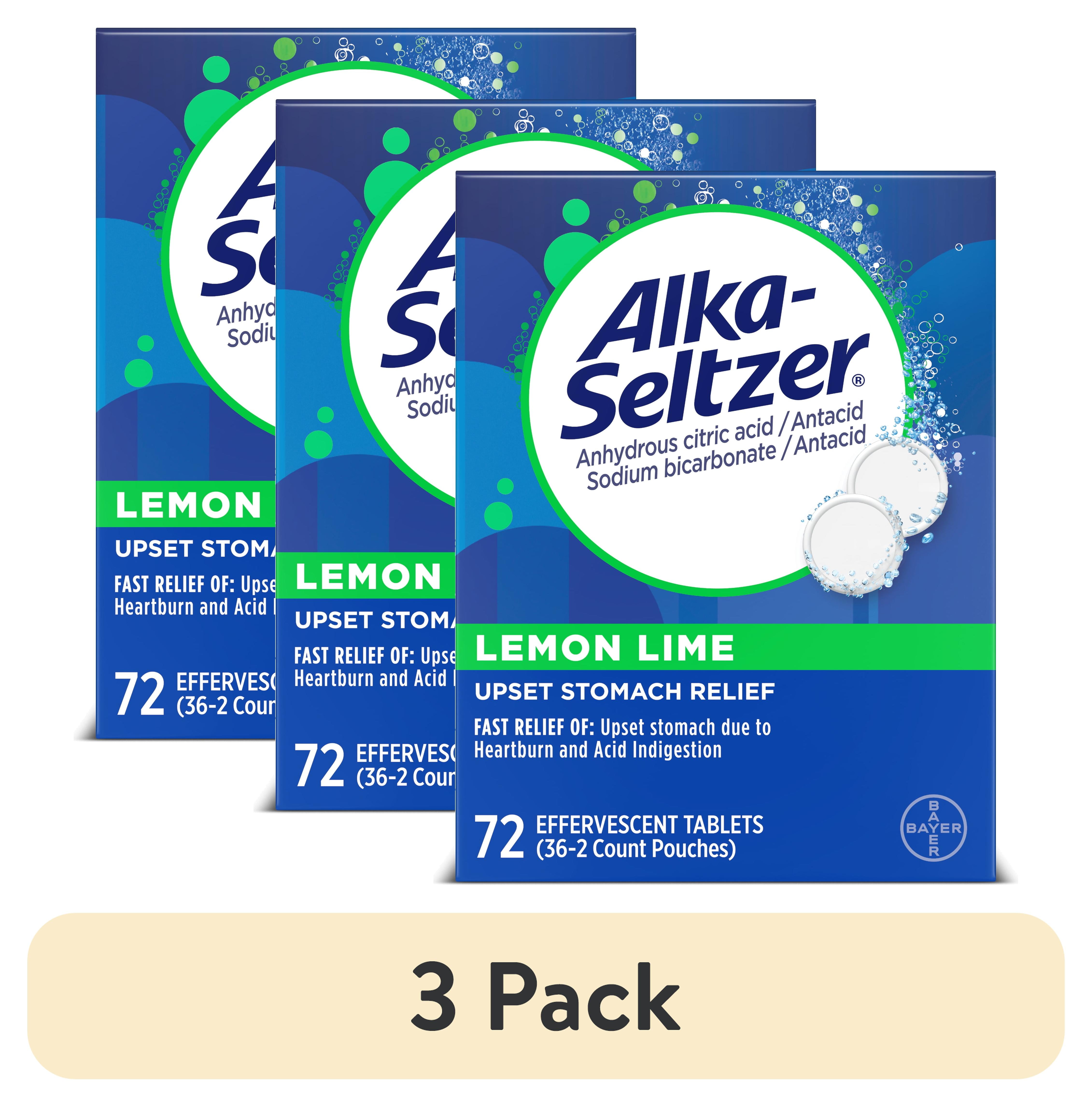 (3 pack) Alka-Seltzer Lemon Lime Heartburn Relief tablets, Fast Acid ...