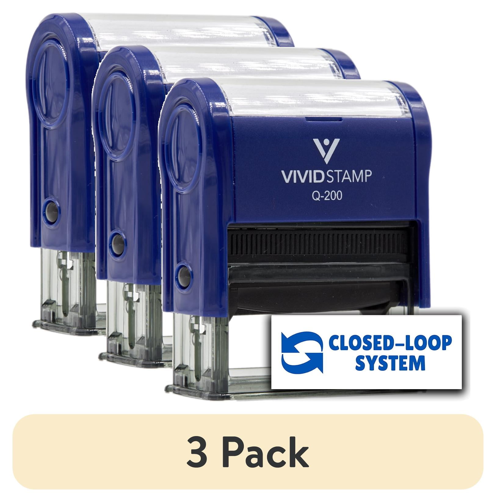 (3 pack) All Quality Closed-Loop System Self-Inking Rubber Stamp (Blue ...