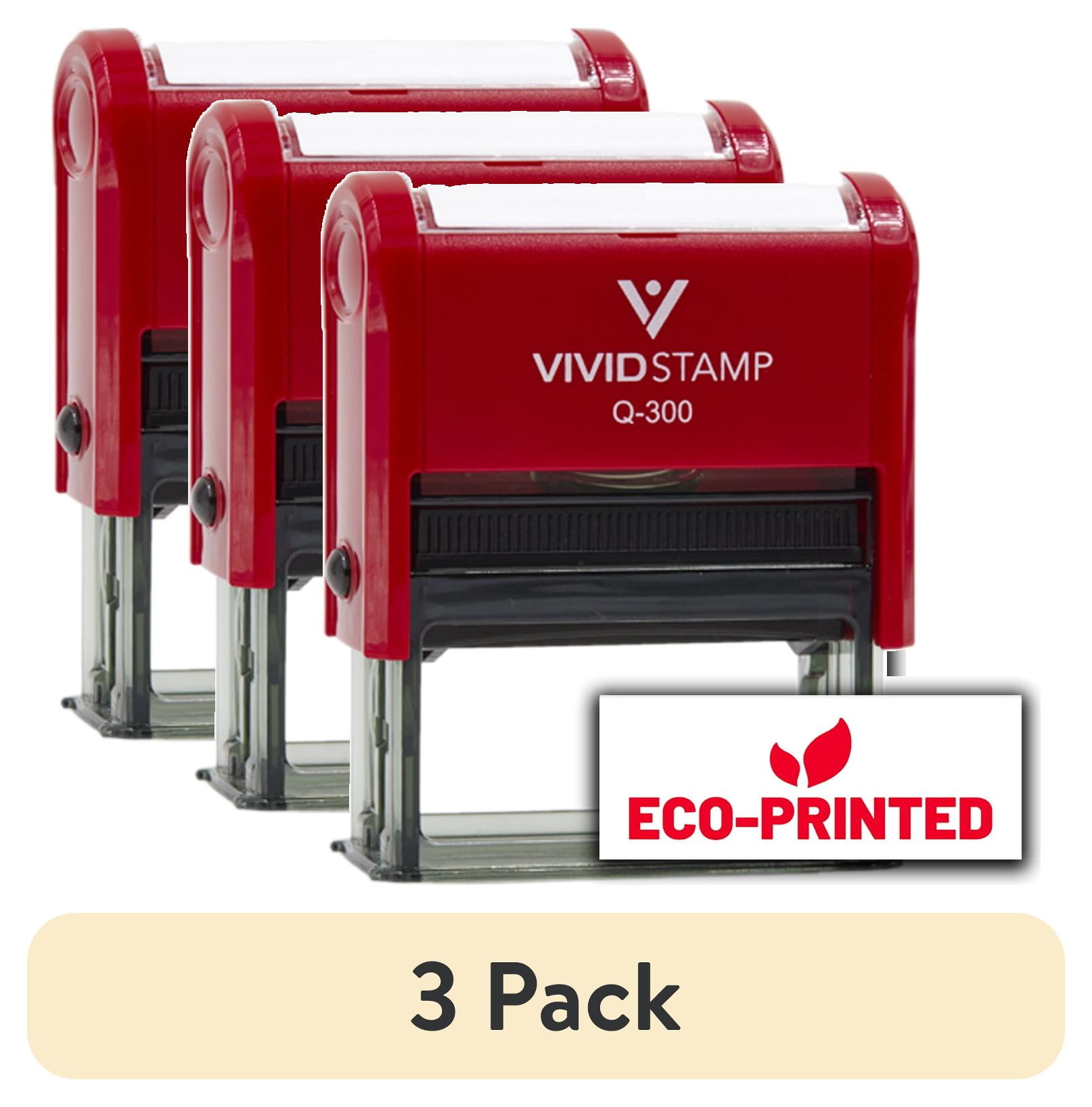 (3 pack) All Quality Eco-Printed Self-Inking Rubber Stamp (Red Ink) - Q ...