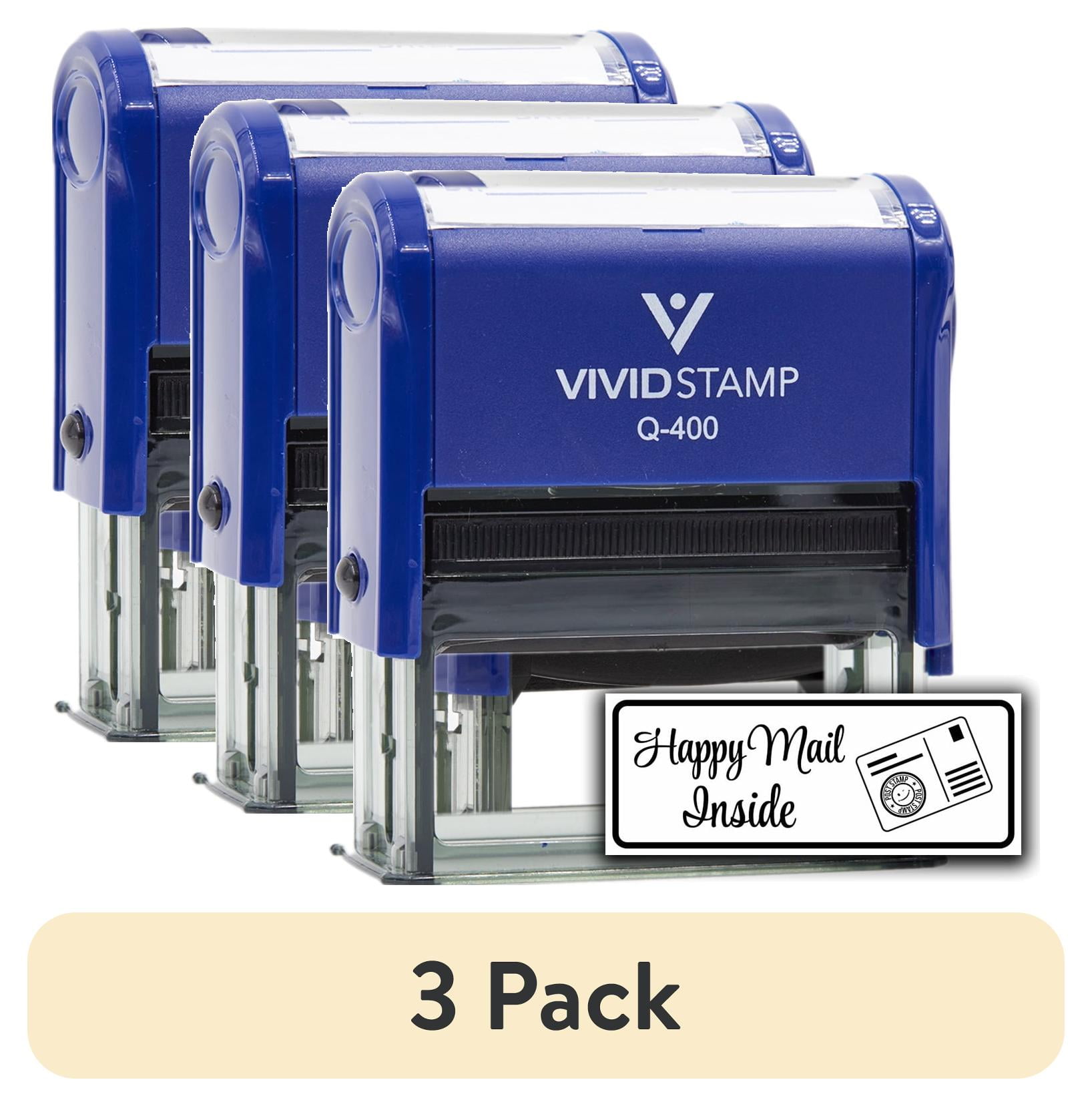 (3 pack) All Quality Happy Mail Inside Self-Inking Rubber Stamp ...