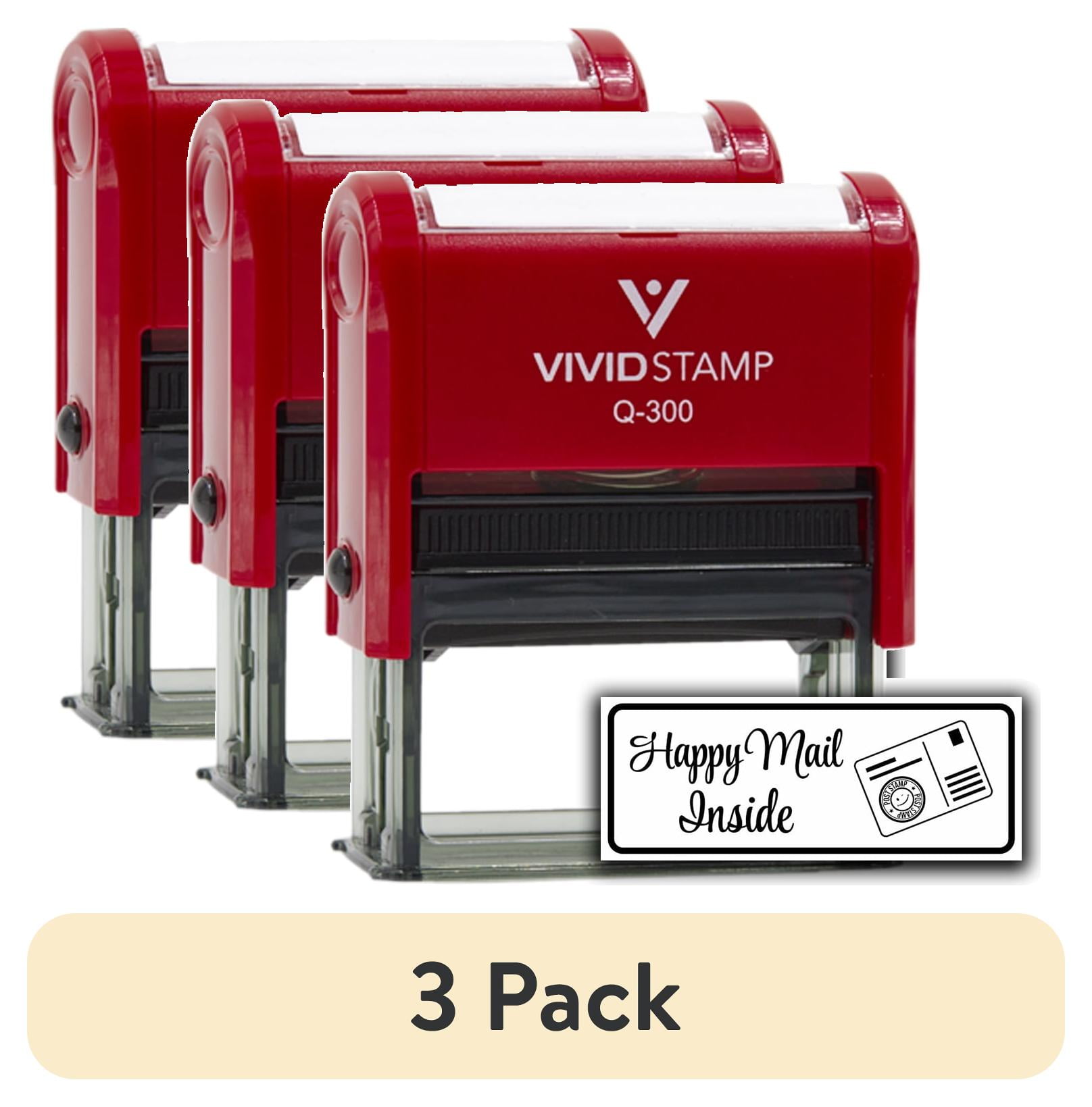 (3 pack) All Quality Happy Mail Inside Self-Inking Rubber Stamp ...