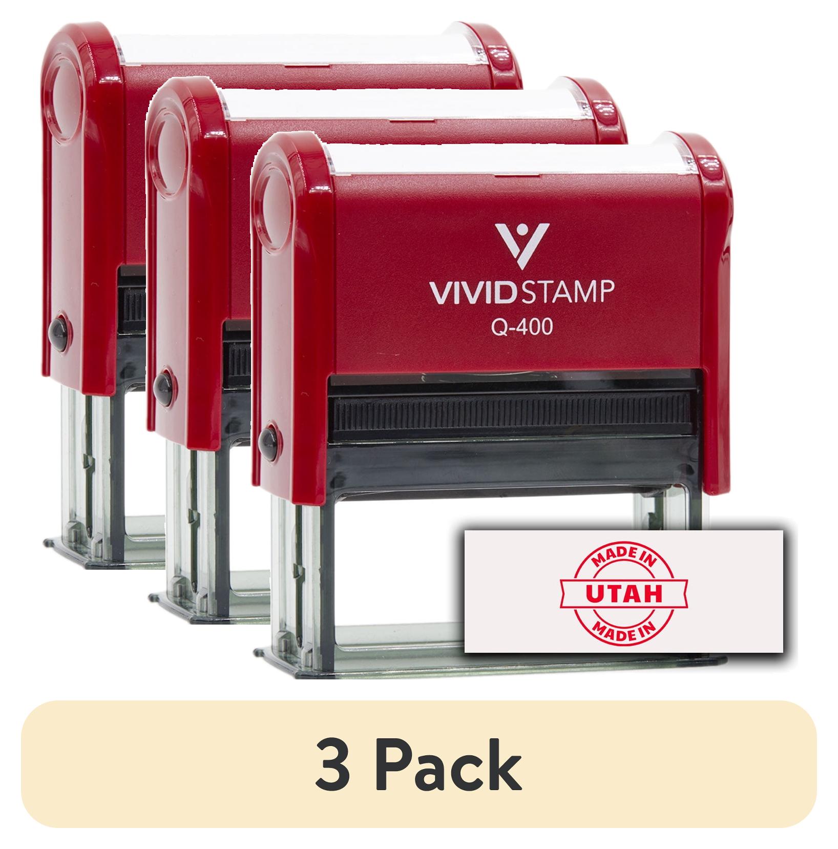 (3 pack) All Quality Made In Utah Self-Inking Rubber Stamp (Red Ink ...