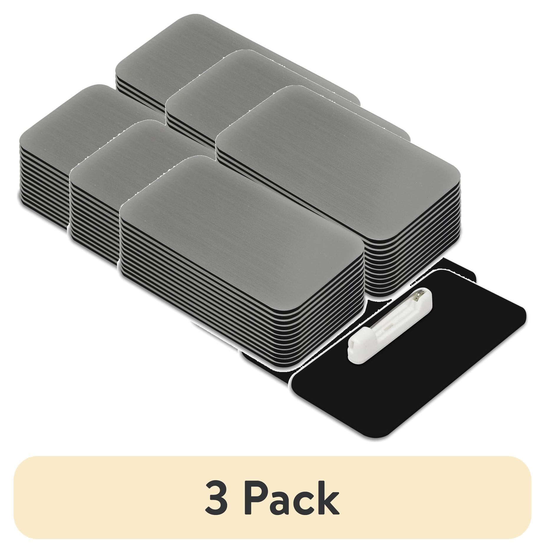 (3 pack) All Quality Name Tag/Badge Blanks - 25 Pack - Brushed Silver 1 ...