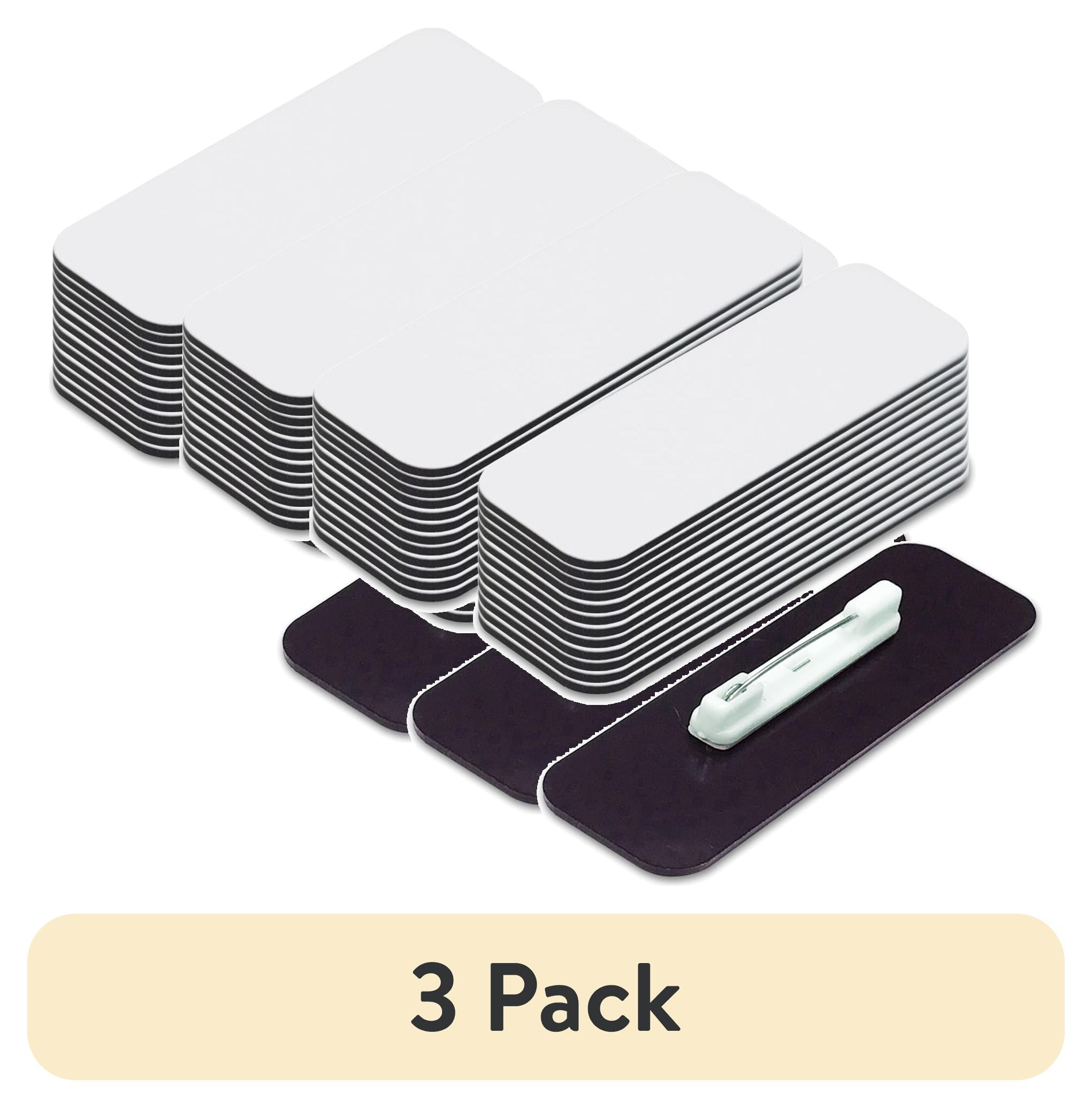 (3 pack) All Quality Name Tag/Badge Blanks - 25 Pack - White 1" X 3 ...