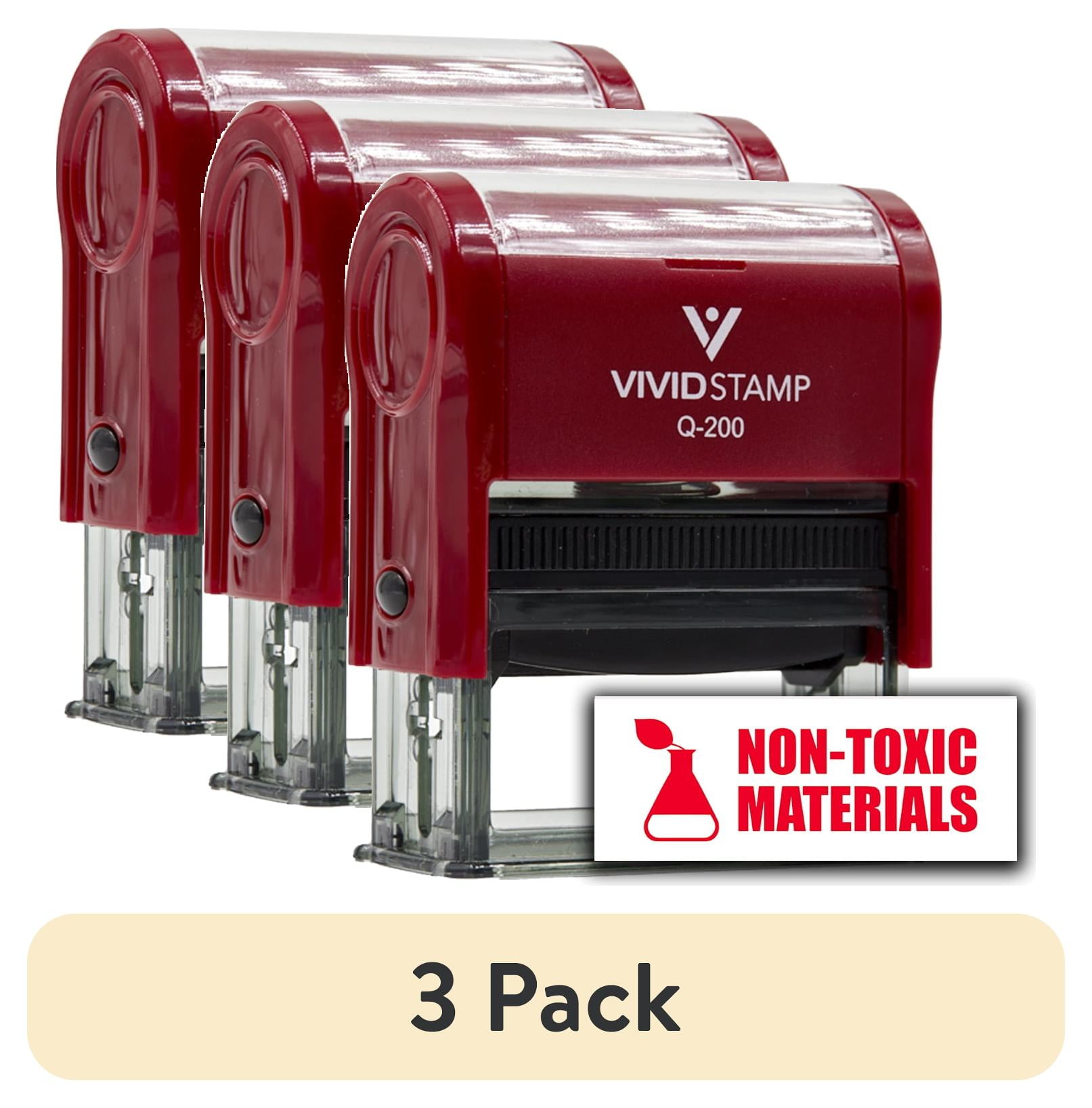 (3 pack) All Quality Non-Toxic Materials Self-Inking Rubber Stamp (Red ...