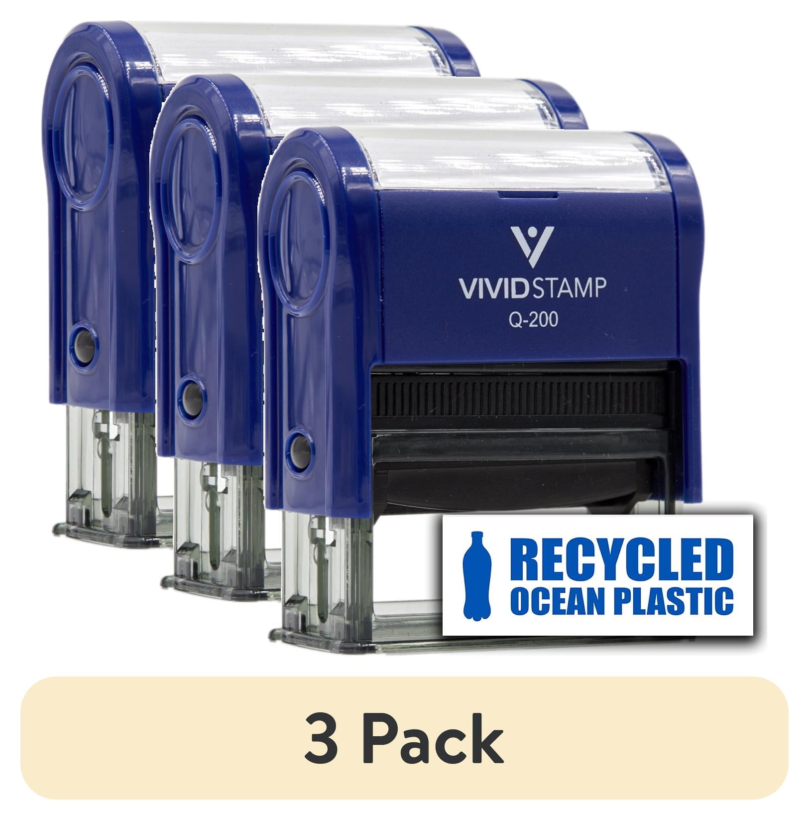 (3 pack) All Quality Recycled Ocean Plastic Self-Inking Rubber Stamp ...