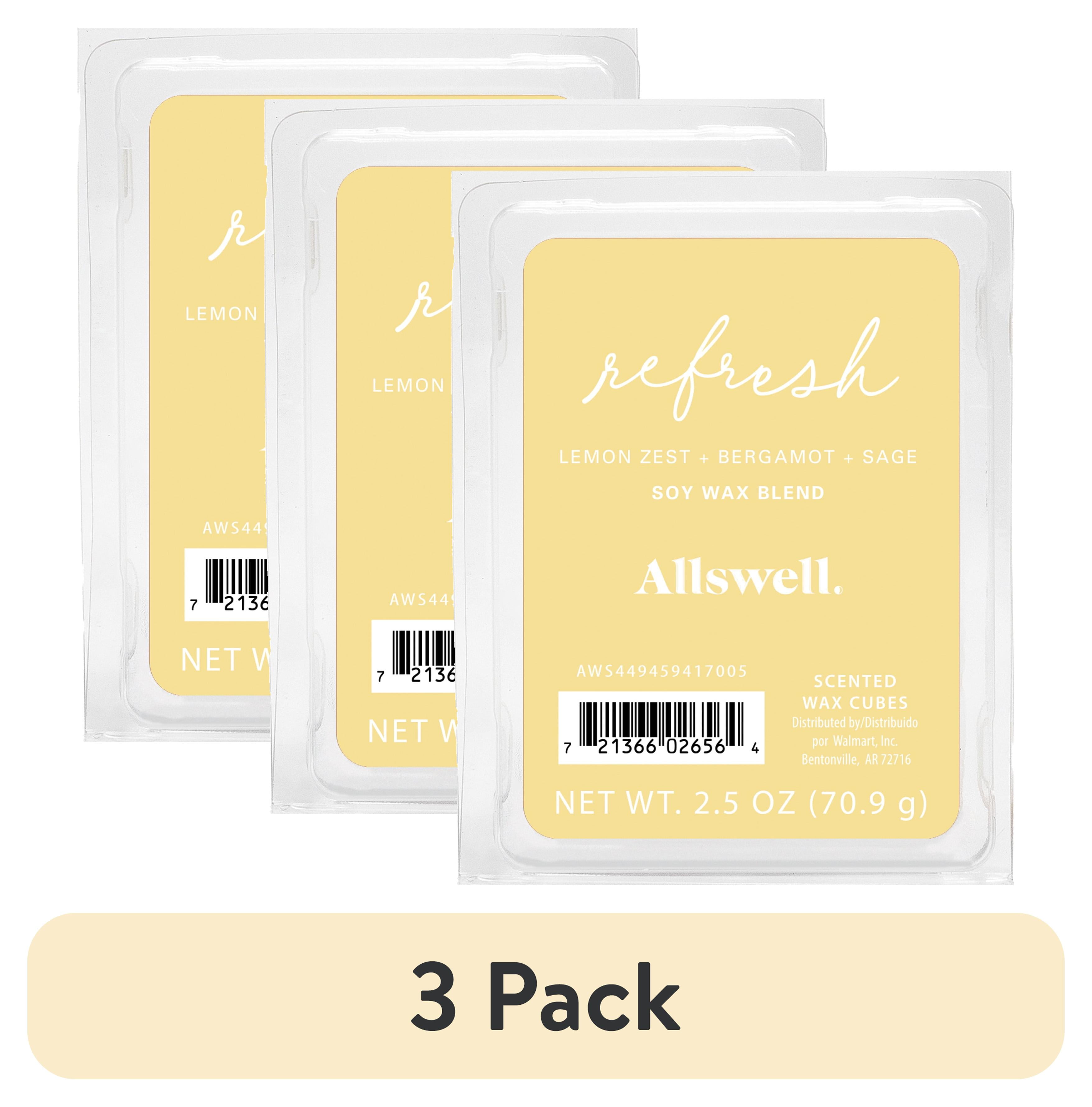 (3 pack) Allswell 6 Cube Wax Melts, Refresh (Lemon Zest + Bergamot + Sage), 2.5 oz - Walmart.com