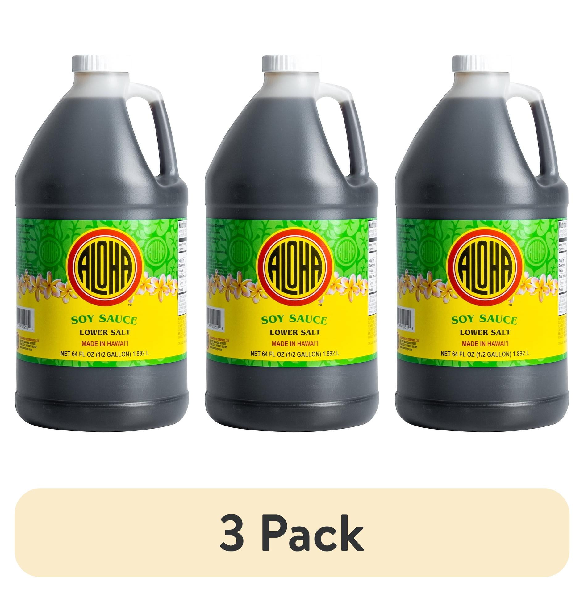 (3 pack) Aloha Shoyu Lower Salt Soy Sauce, Extra Large Bottle, 64 oz ...
