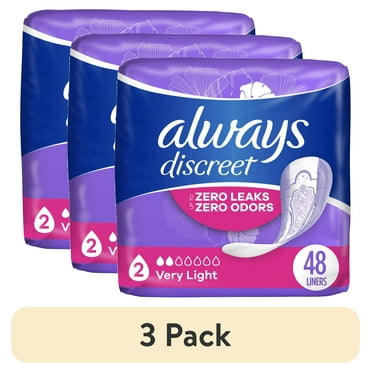 (3 pack) Always Discreet Incontinence Panty Liners, 2, Very Light ...