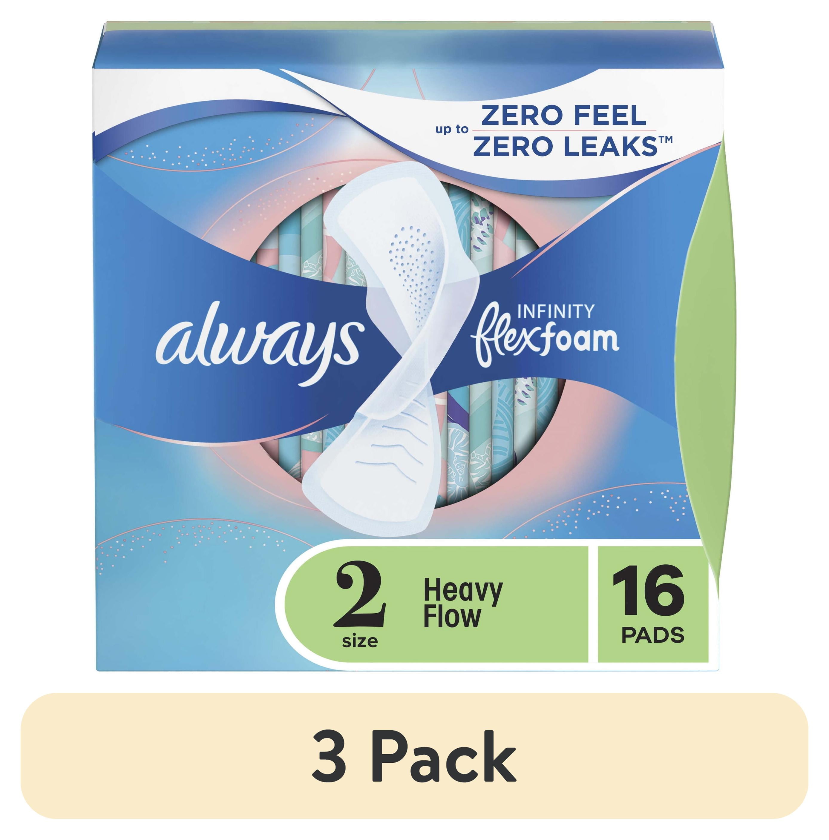 (3 pack) Always Infinity Feminine Pads for Women with Wings, Size 2 ...