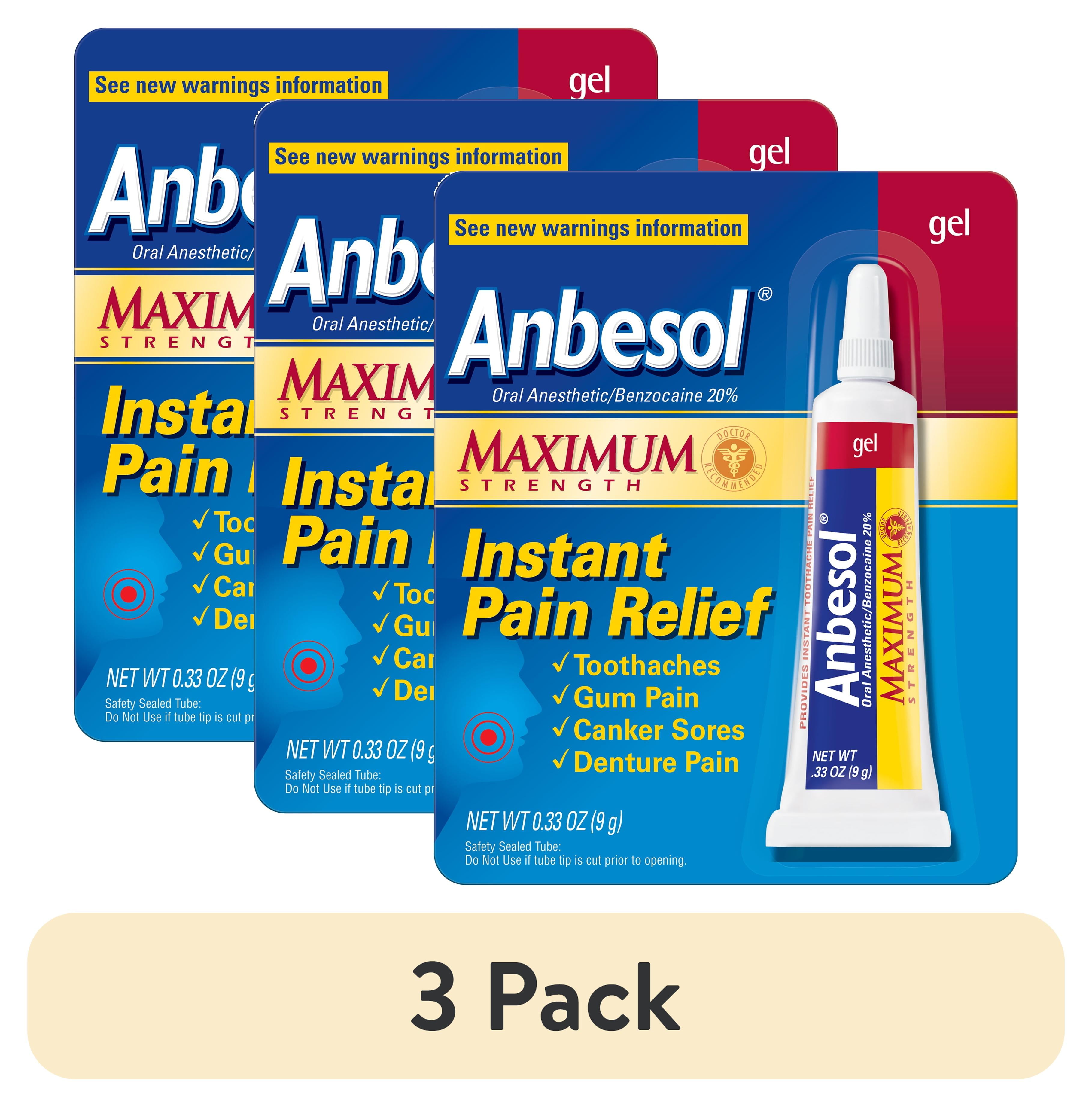 (3 pack) Anbesol Gel Maximum Strength 0.33 oz - Walmart.com