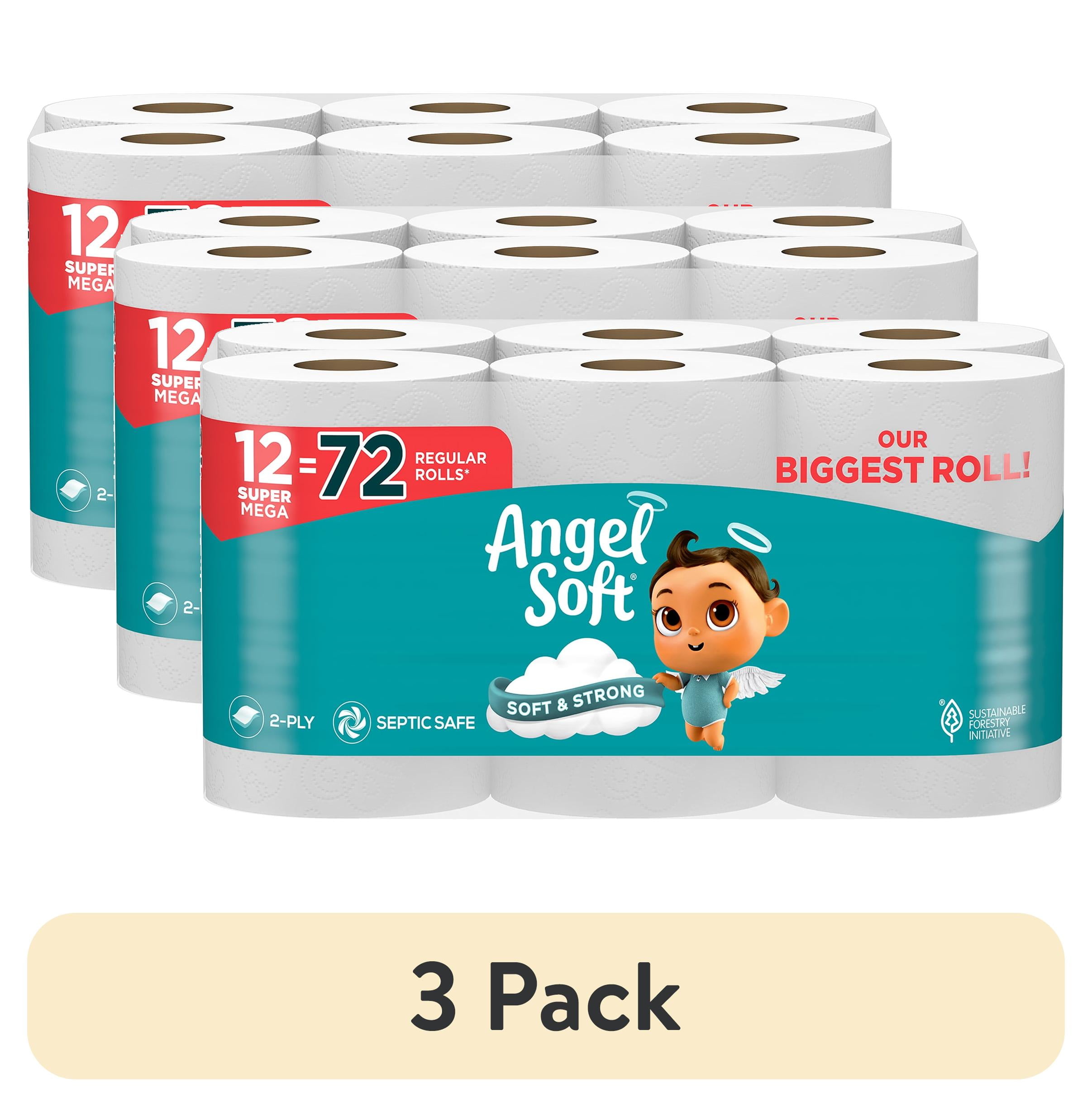 (3 pack) Angel Soft 2-Ply Toilet Paper, 12 Super Mega Rolls - Walmart.com