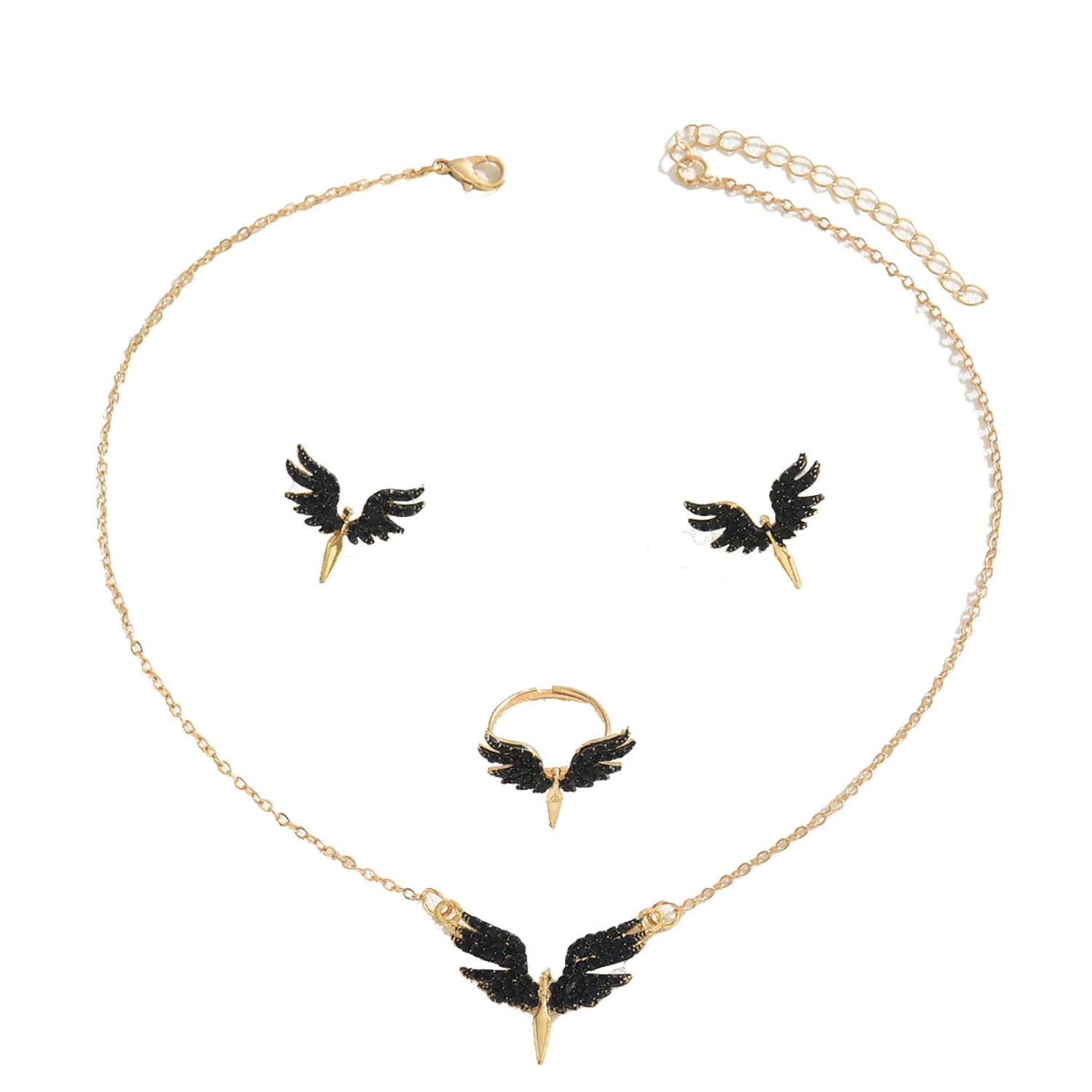 3 pack Angel wings design jewelry set with adjustable chain, suitable ...