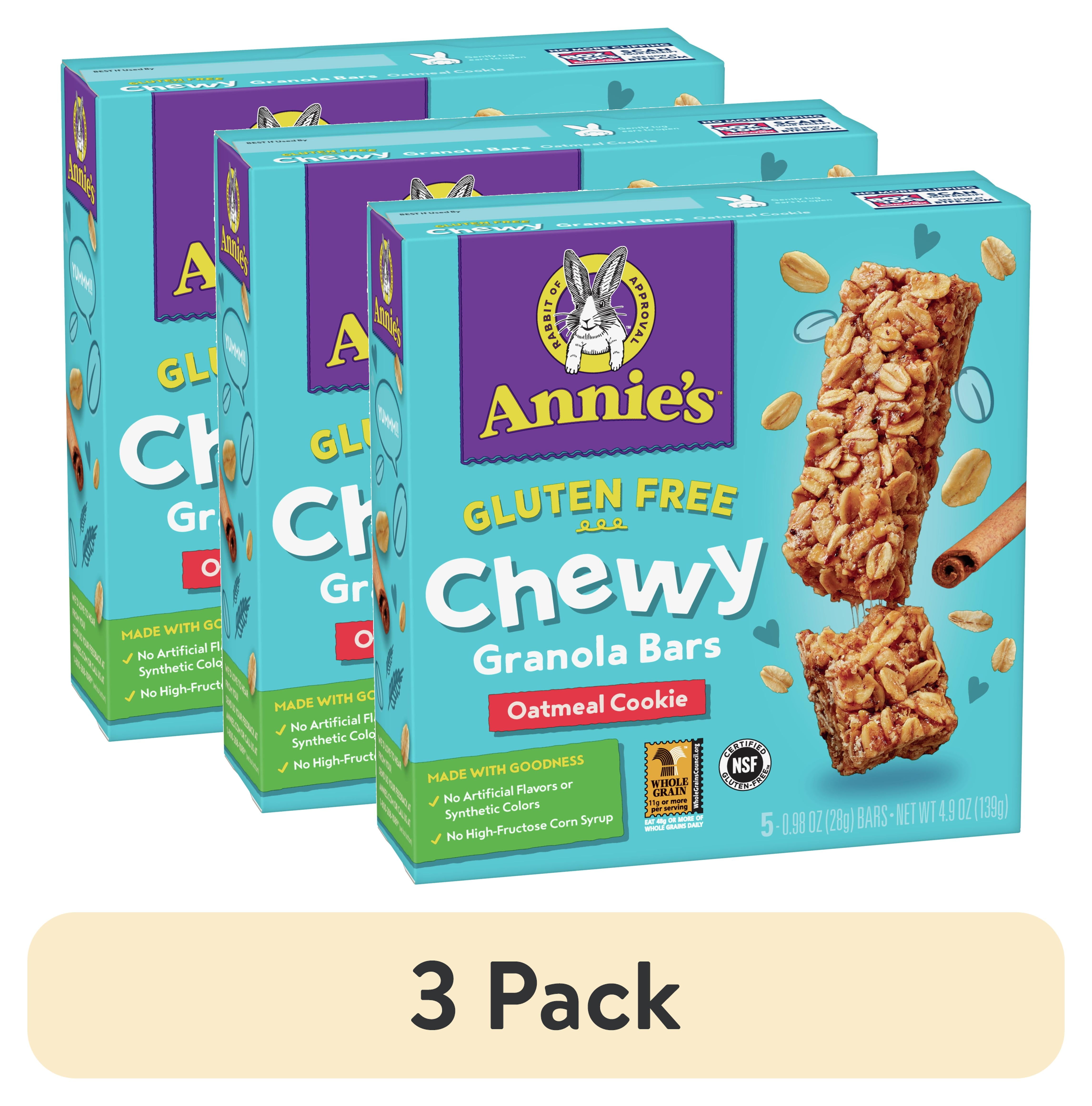 (3 pack) Annie's Chewy Granola Bars, Oatmeal Cookie, Gluten Free, 5 Ct ...