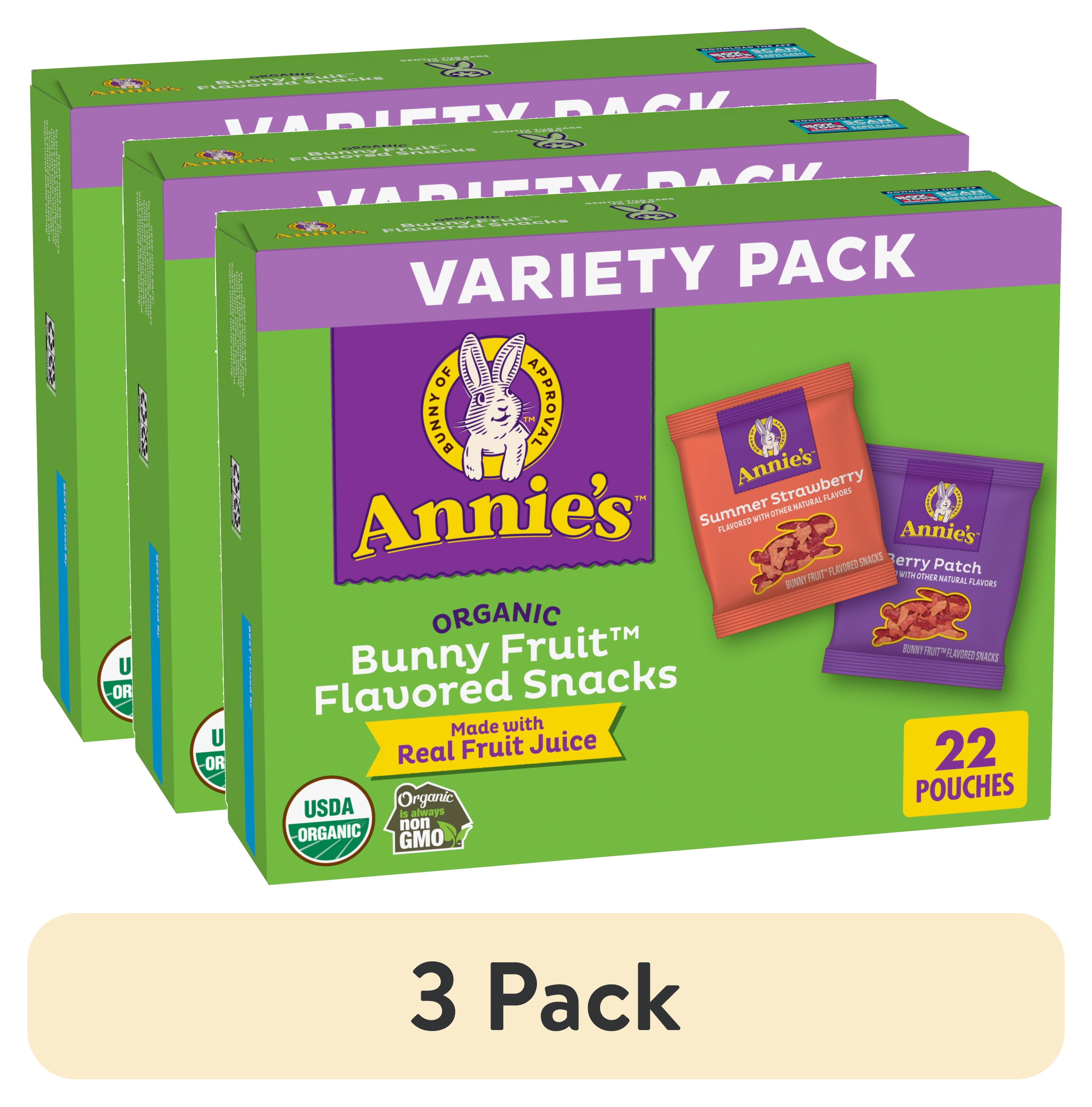 (3 pack) Annie's Organic Bunny Fruit Snacks, Variety Pack, Gluten Free ...