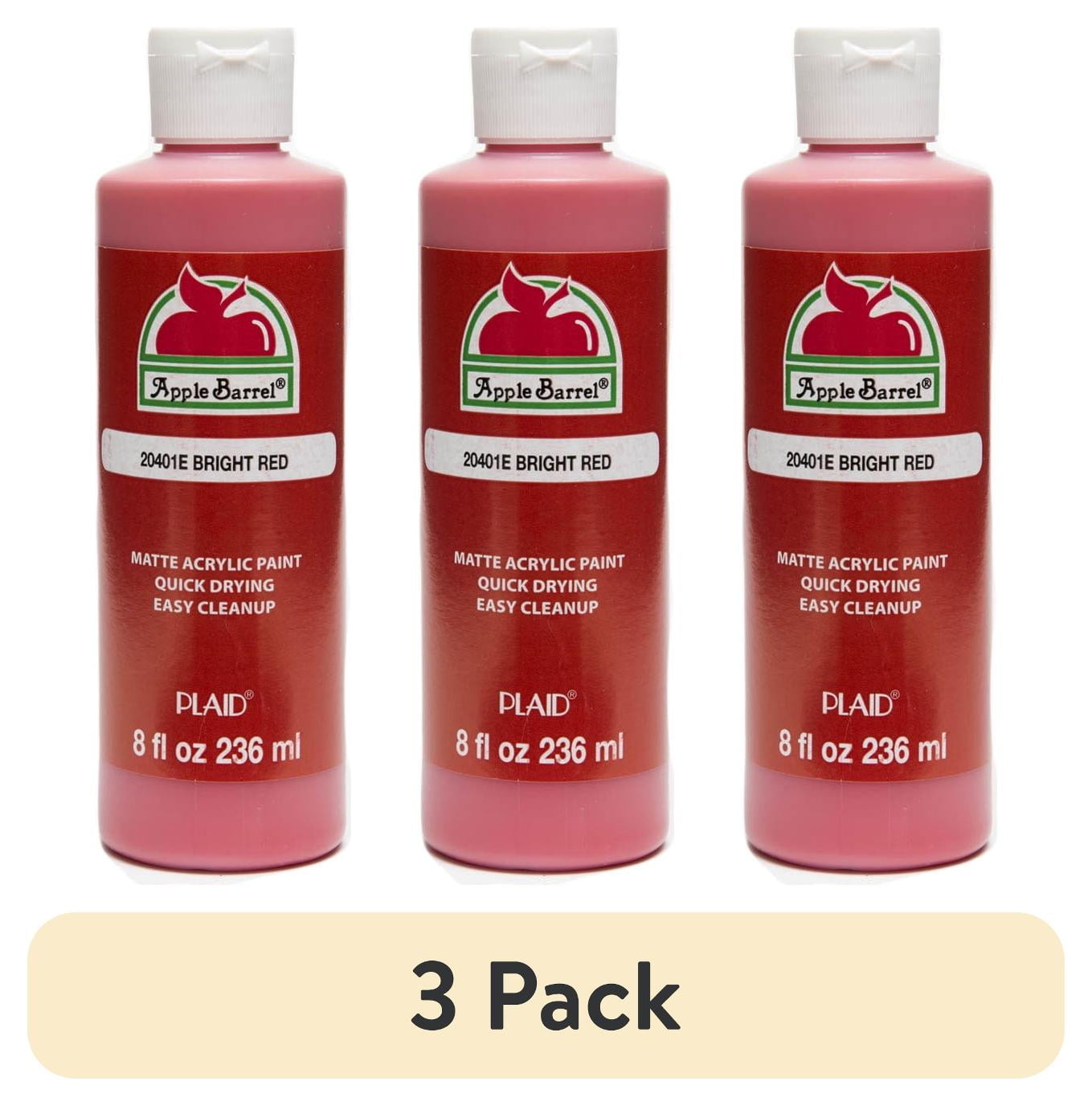 (3 pack) Apple Barrel Acrylic Craft Paint, Matte Finish, Bright Red, 8 ...