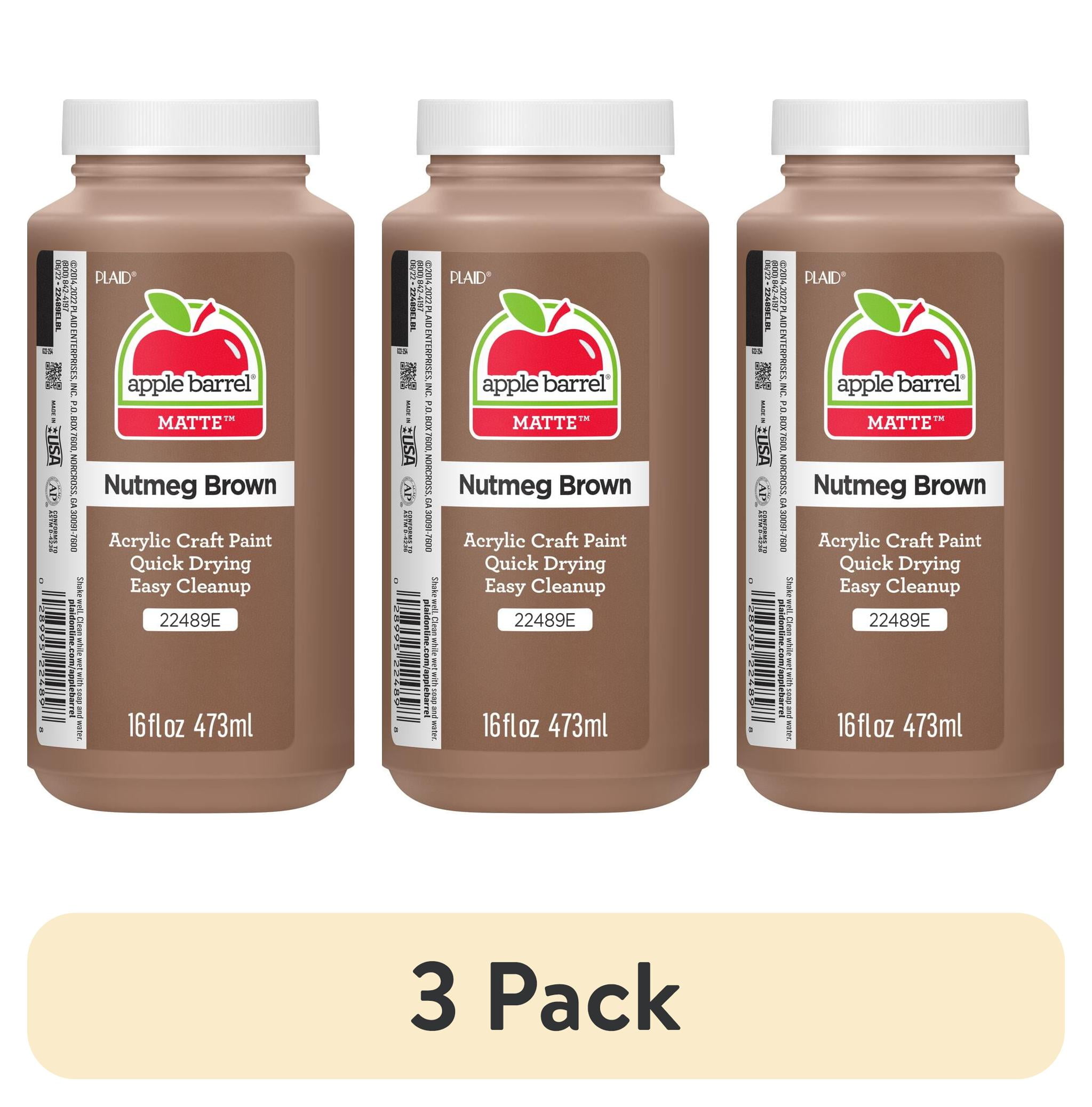 (3 pack) Apple Barrel 22489E Acrylic Craft Paint, Matte Finish, Nutmeg Brown, 16 fl oz - Walmart.com