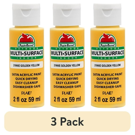 (3 pack) Apple Barrel Multi-Surface Satin Acrylic Paints, Golden Yellow ...