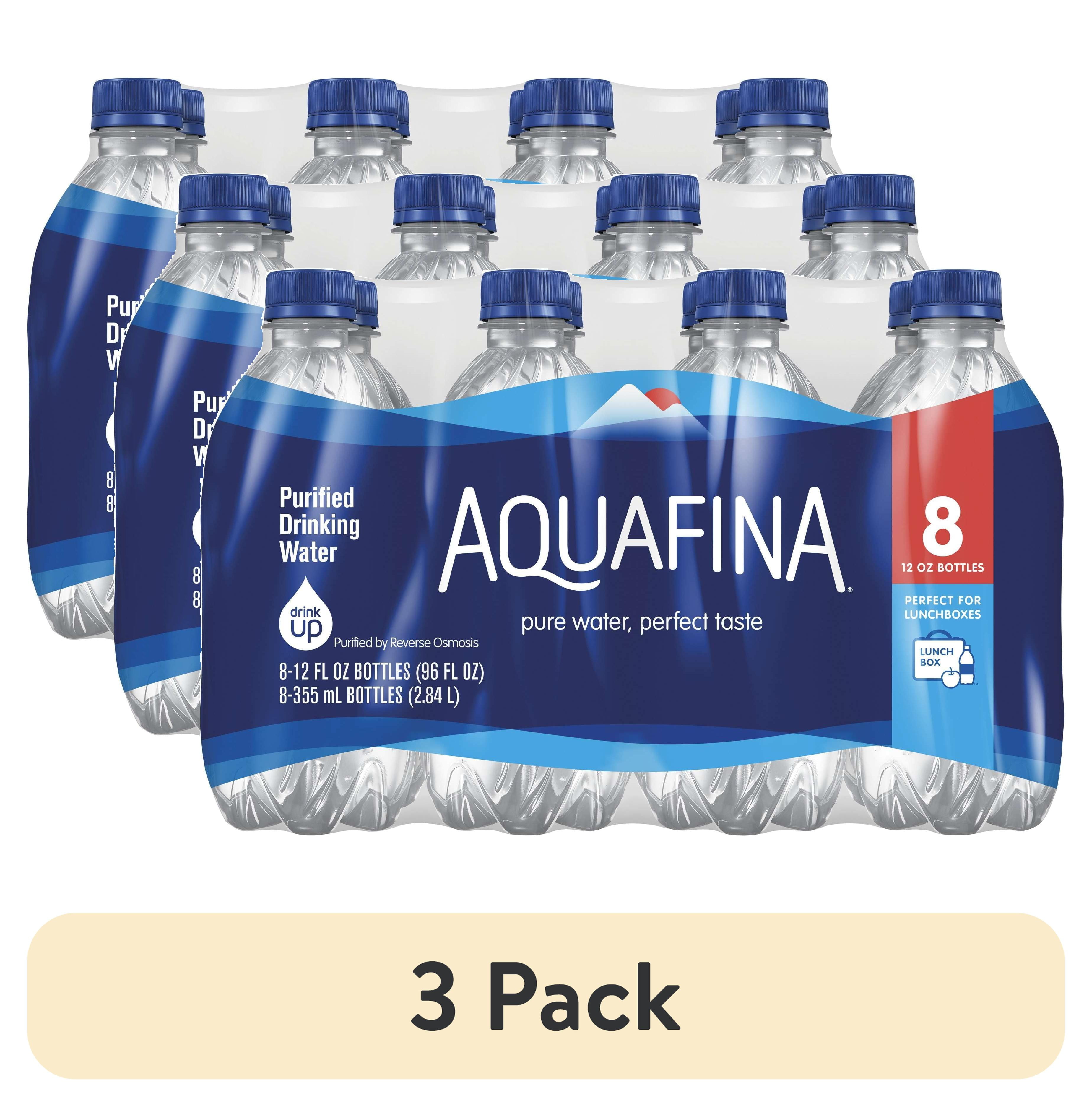 (3 pack) Aquafina Purified Drinking Water, 12 fl oz, 8 Pack Plastic Bottles - Walmart.com