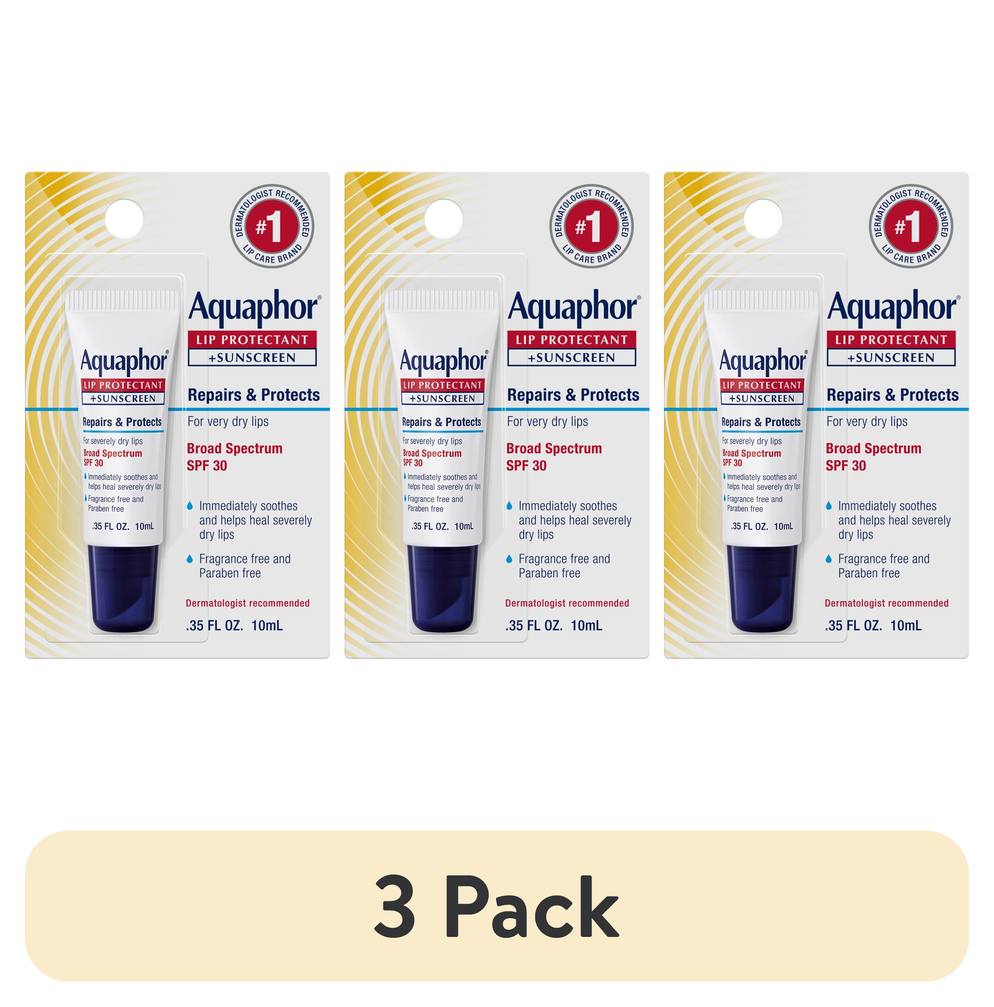 (3 pack) Aquaphor Lip Protectant + Sunscreen, Lip Balm with SPF 30, 0. ...