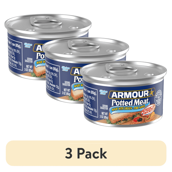 (3 pack) Armour Chicken & Pork Potted Meat, 10g Protein Per Serving, 3 oz Can - Walmart.com