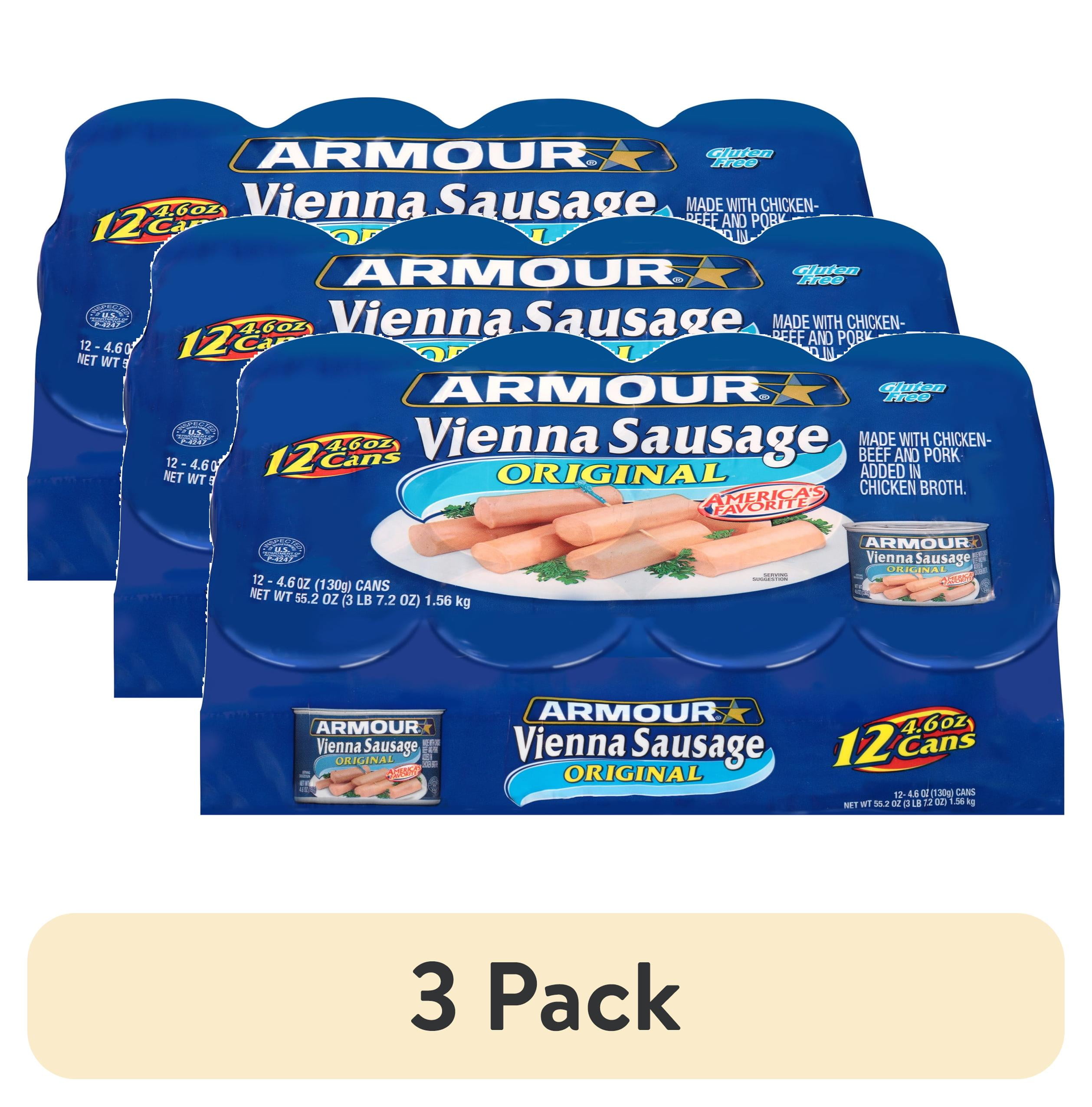 (3 pack) Armour Original Vienna Sausage, Original, 4.6 oz Can, 12 Count ...