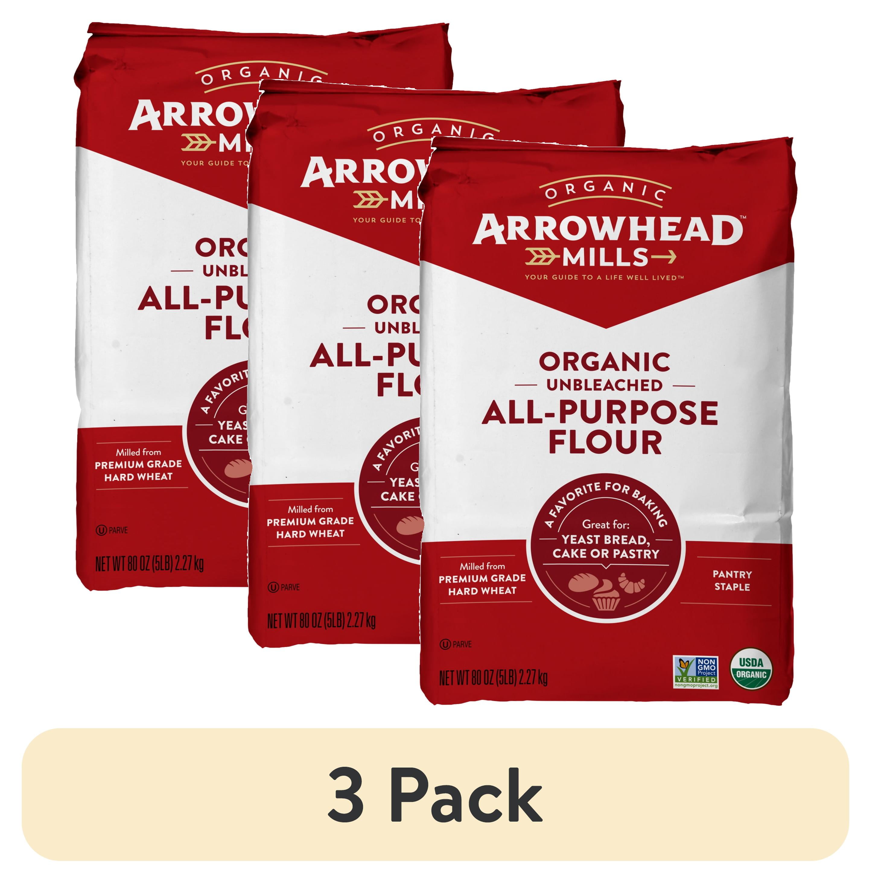 (3 pack) Arrowhead Mills Unbleached Organic All Purpose Flour, 5 lb Bag ...