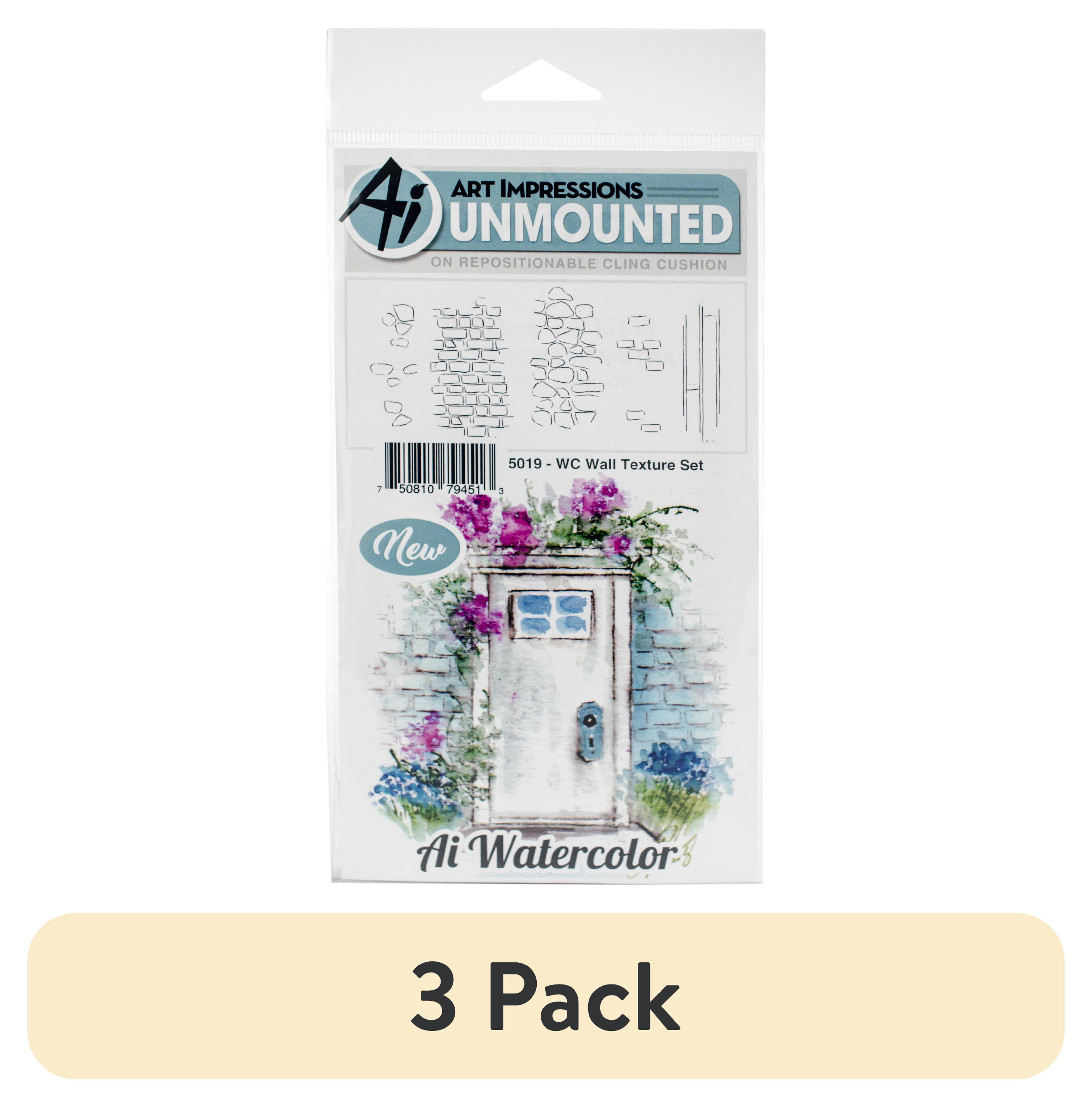 (3 pack) Art Impressions Watercolor Cling Rubber Stamps -Wall Texture ...