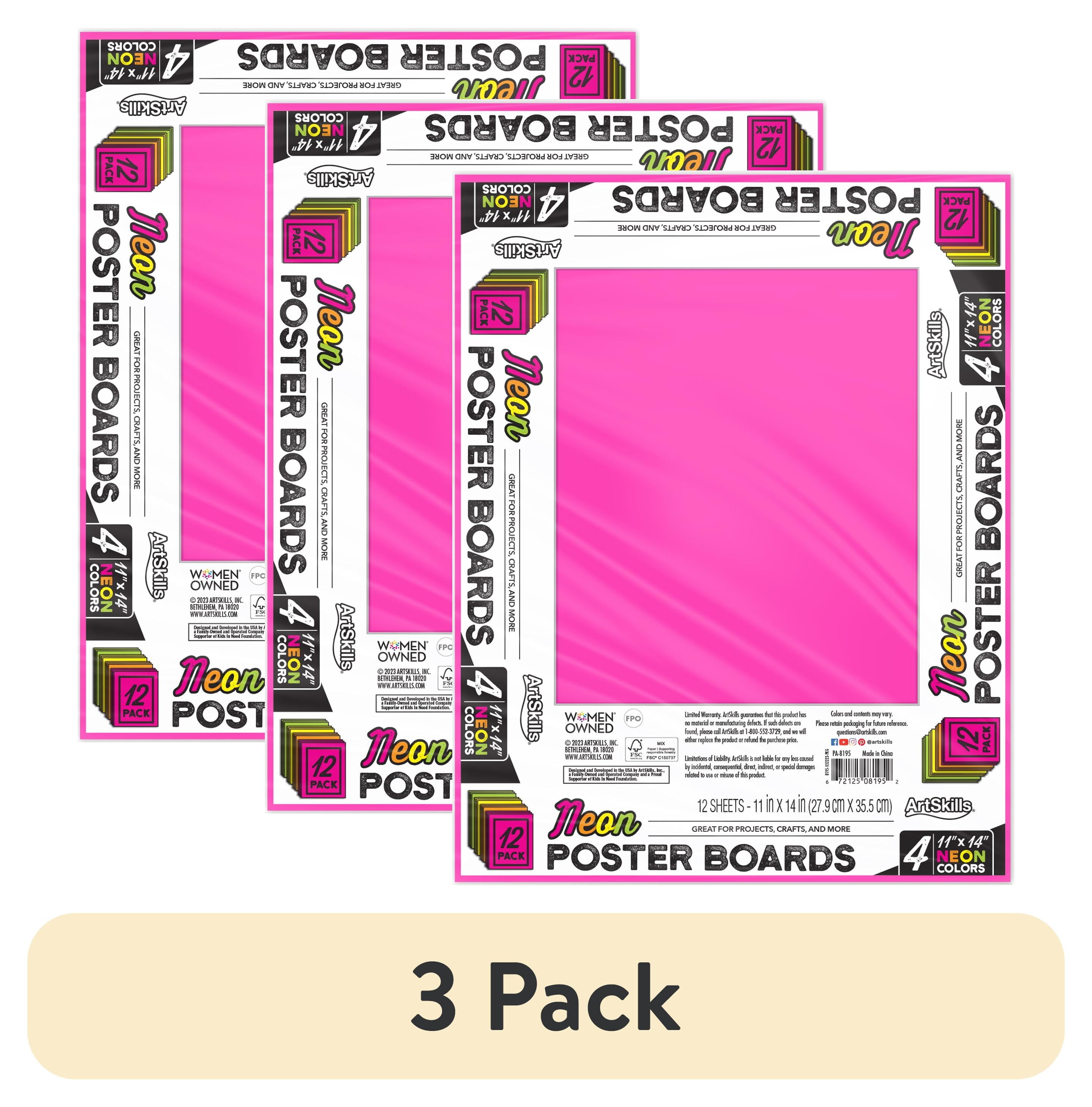 (3 pack) ArtSkills Neon Poster Board, 11" x 14", 12-pack, Assorted ...