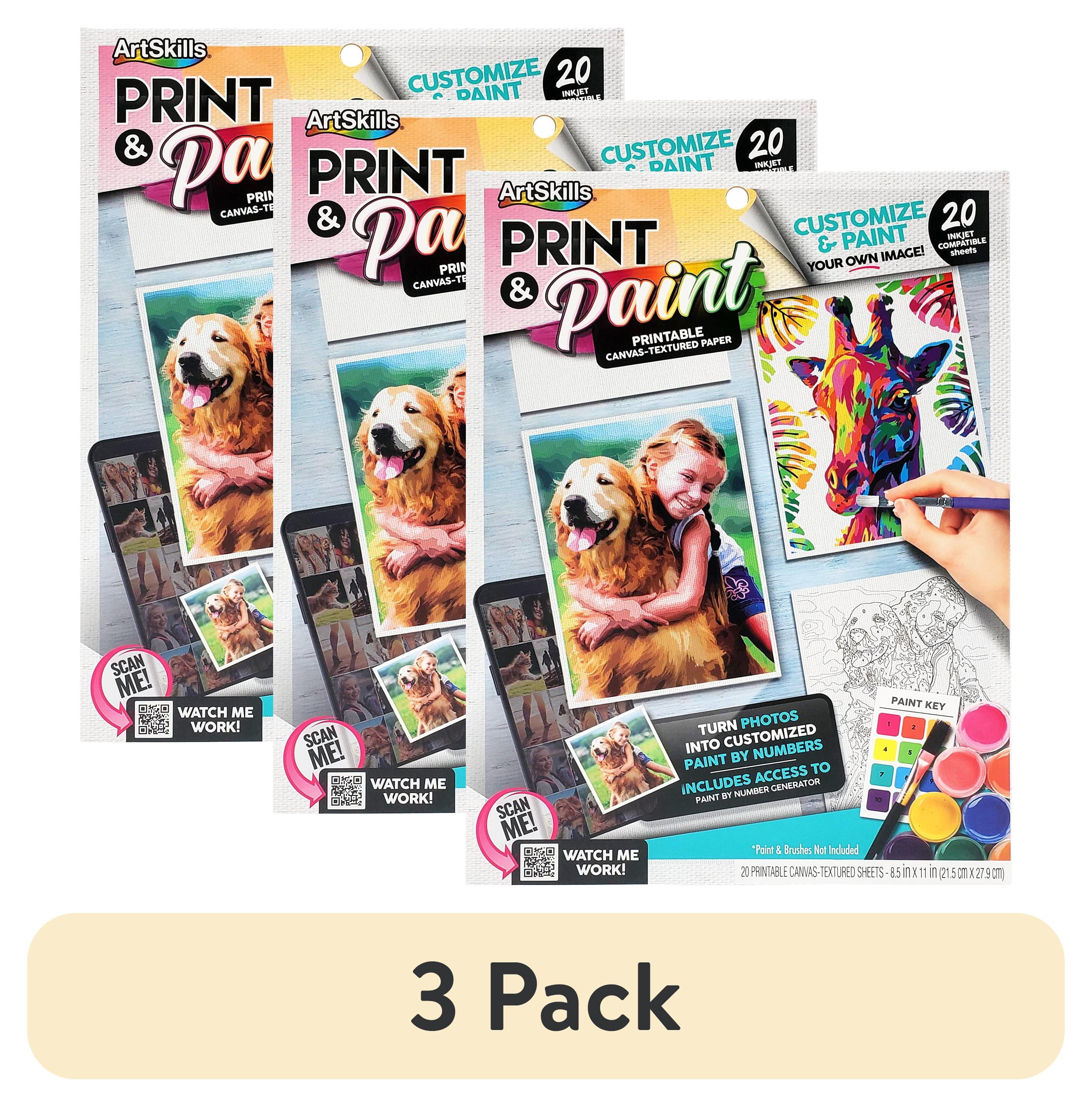(3 pack) ArtSkills Print and Paint Canvas Printer Paper for Custom Paint by Numbers for Adults ...