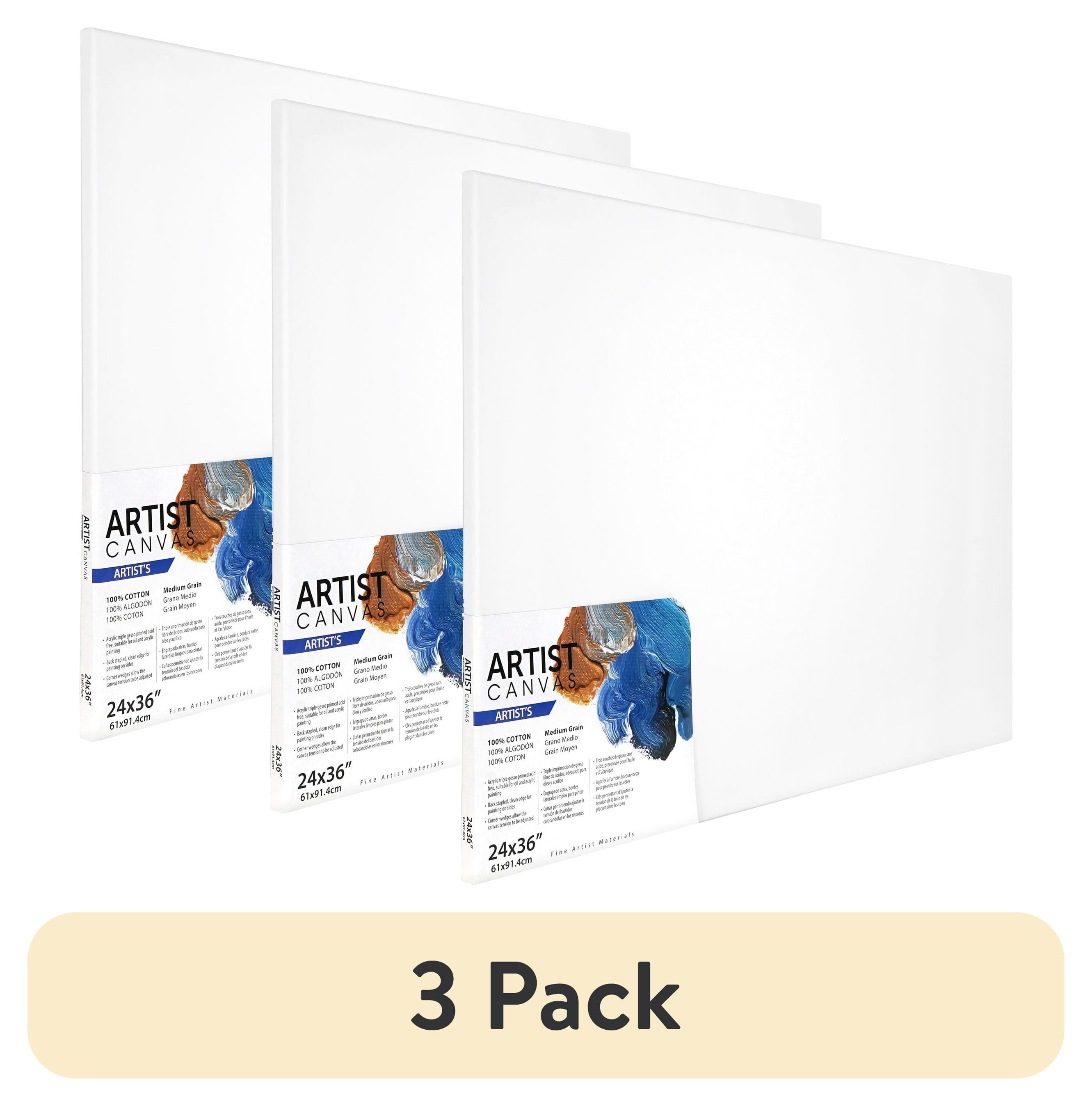 (3 pack) Artist Stretched Canvas, 24"X36", 1 Pack, 100% Cotton Acid ...