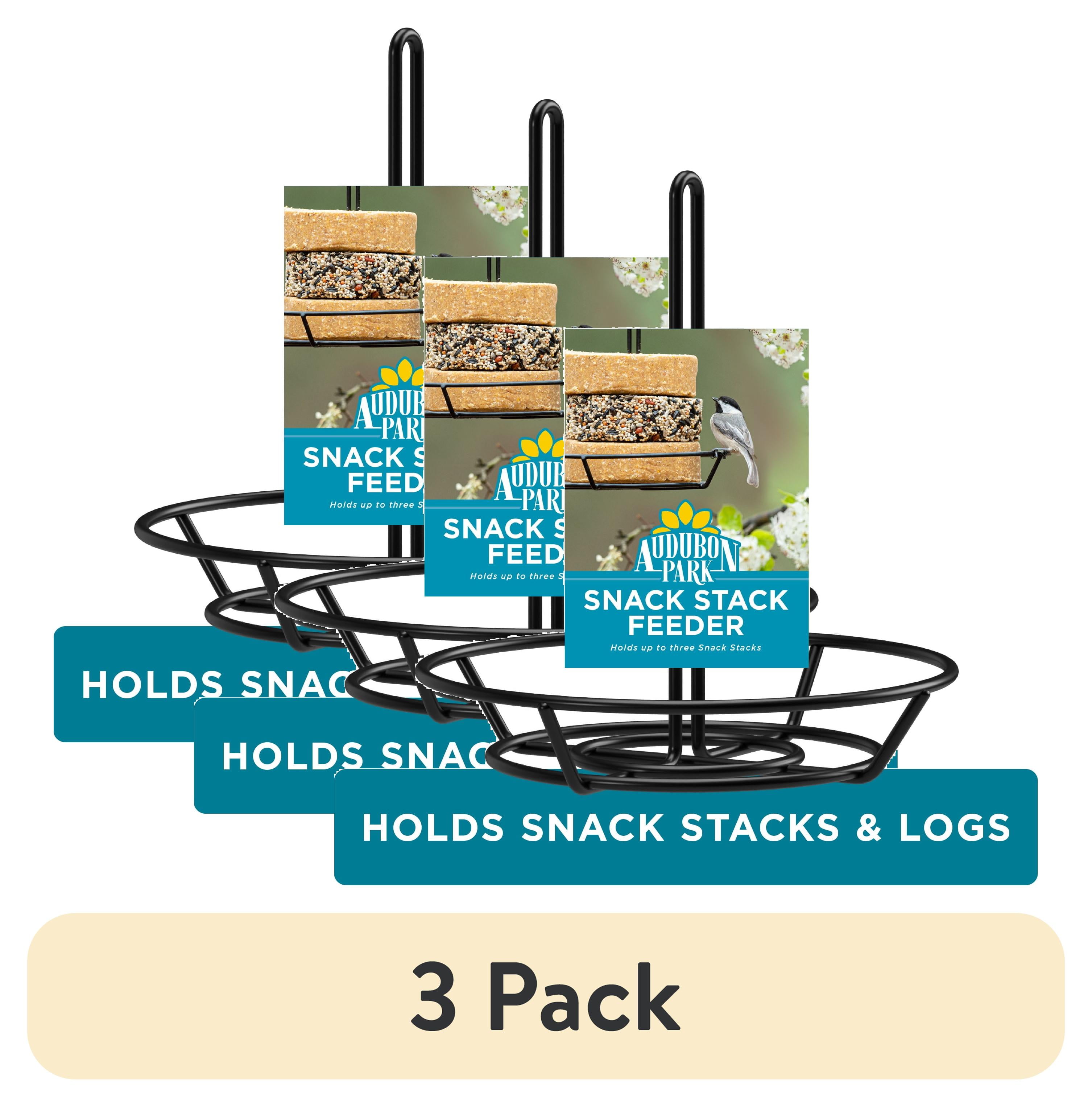 (3 pack) Audubon Park Black Metal Snack Stack Hanging Wild Bird Feeder ...