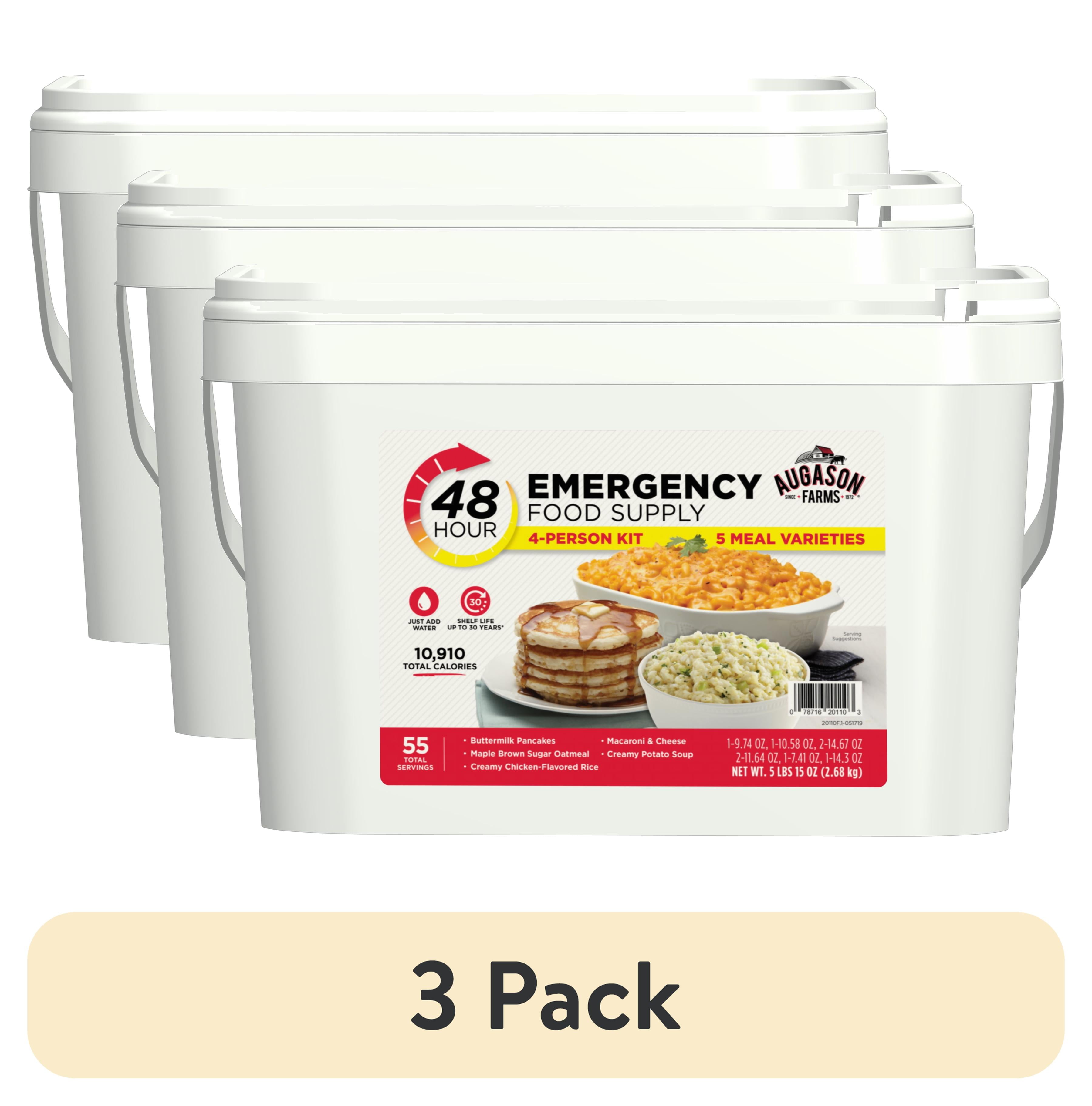 (3 pack) Augason Farms 48-Hour 4-Person Emergency Food Supply, 95 oz ...