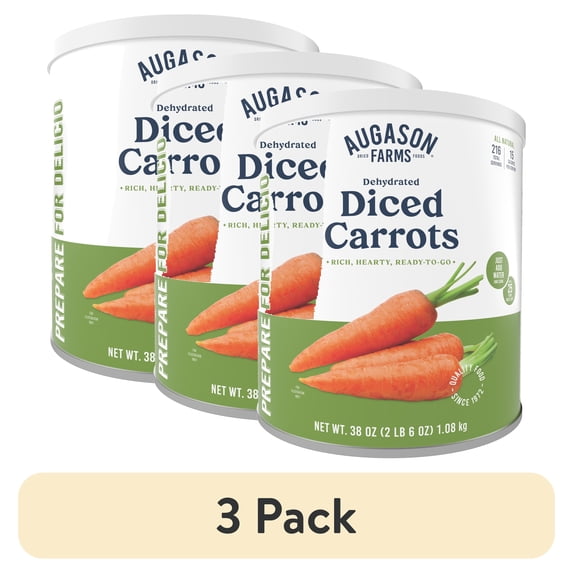 Augason Farms Emergency Food Dehydrated Diced Carrots 38 oz 3 Pack for ...