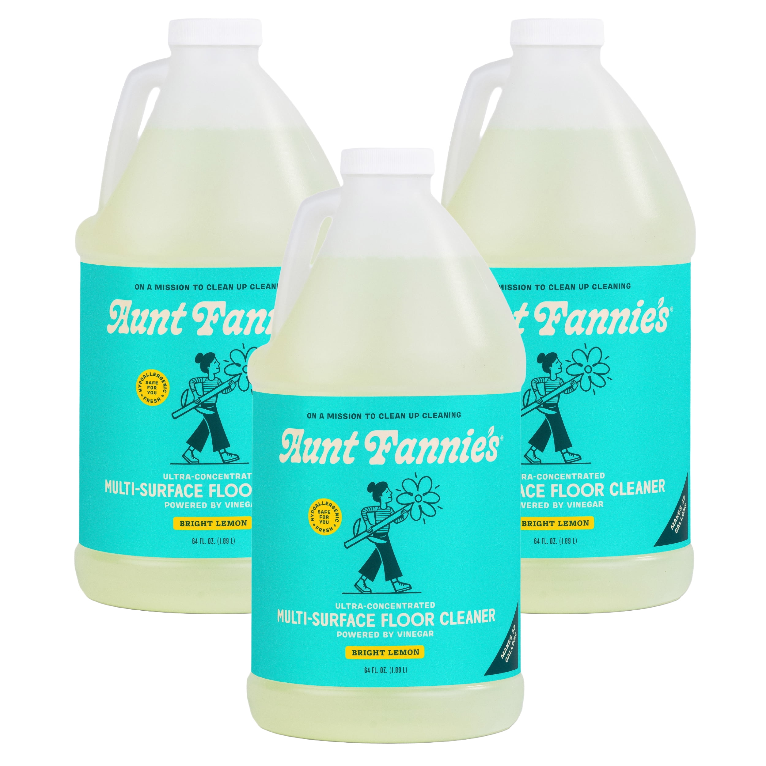 (3 pack) Aunt Fannie’s Ultra Concentrated Floor Cleaner, Lemon, 64 oz ...