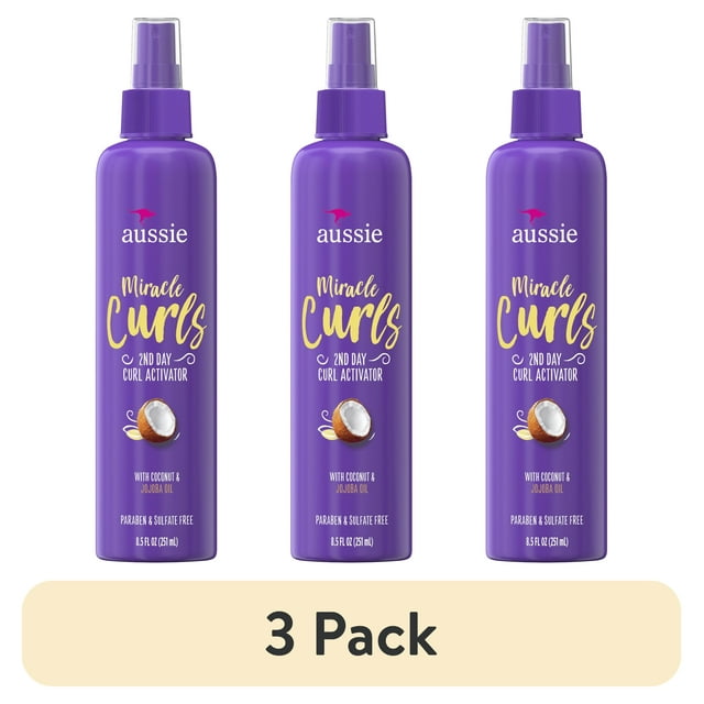 (3 pack) Aussie Miracle Curls 2nd Day Curl Activator Spray Gel, 8.5 fl ...