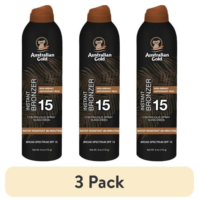 (3 pack) Australian Gold Continuous Spray Bronzer SPF 15, 6 oz ...