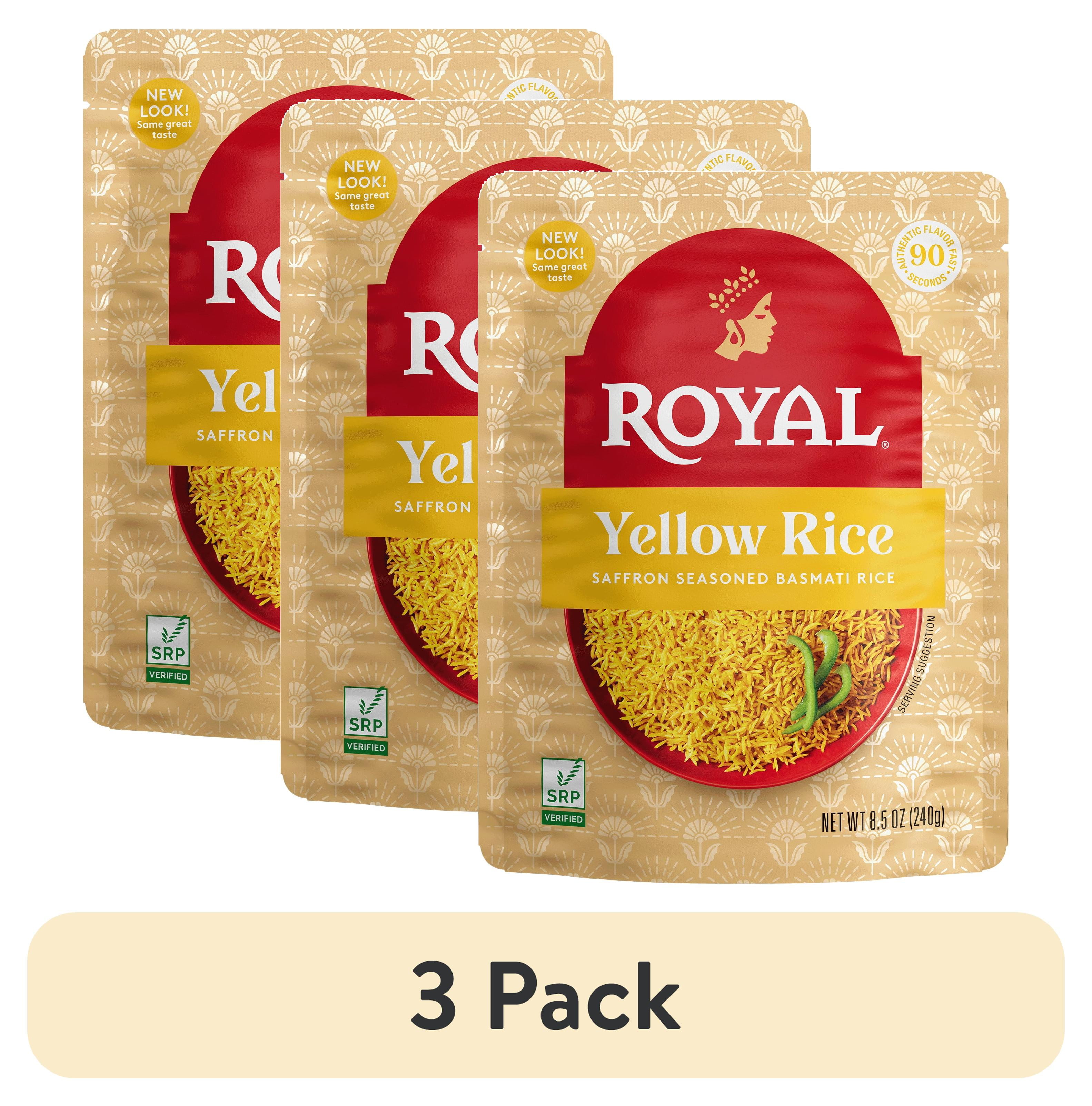 (3 pack) Royal Yellow Saffron Basmati Rice - Ready to Heat Basmati Rice ...