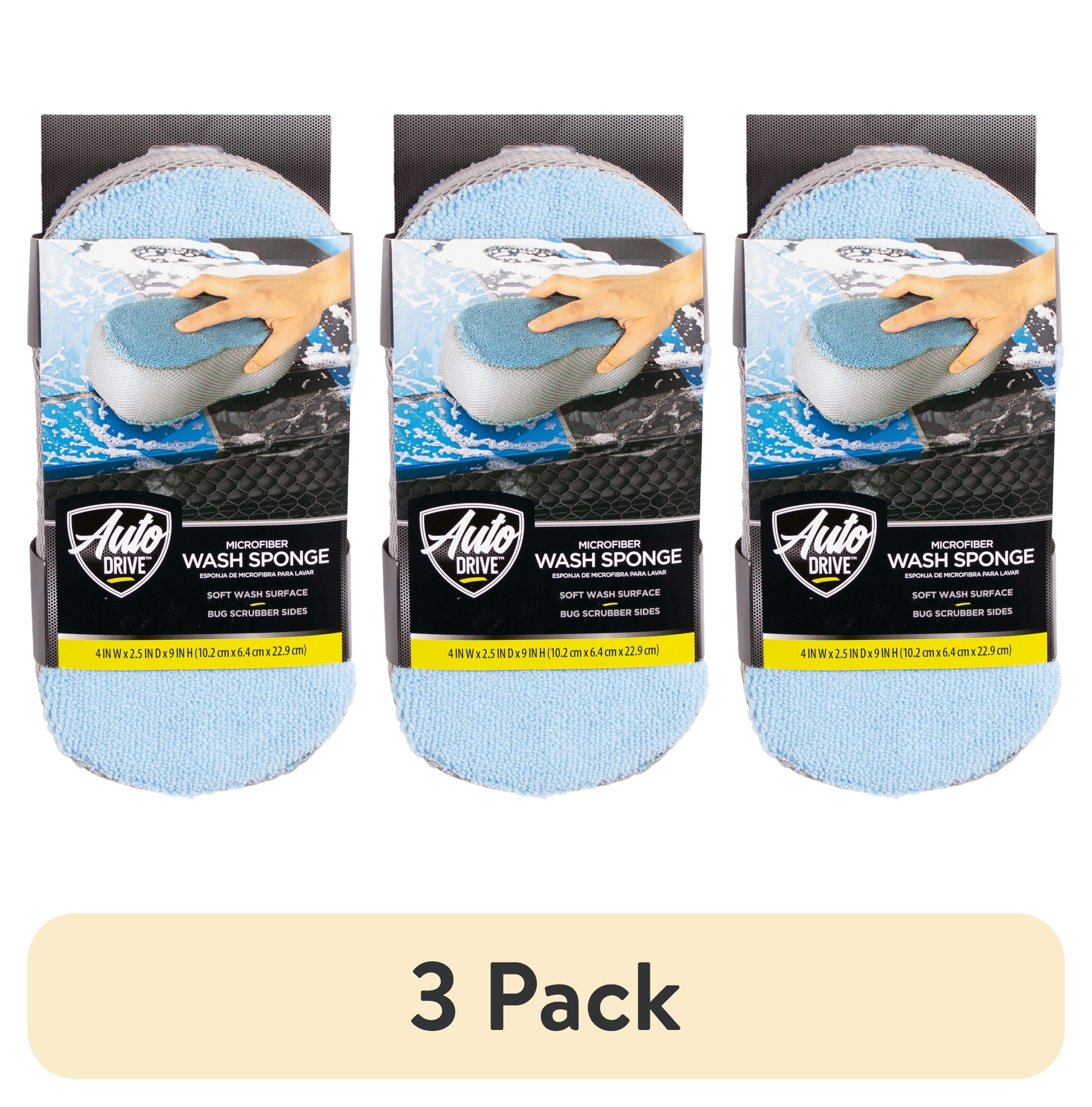 (3 pack) Auto Drive Car Wash Microfiber Sponge w/ bug mesh, Blue ...