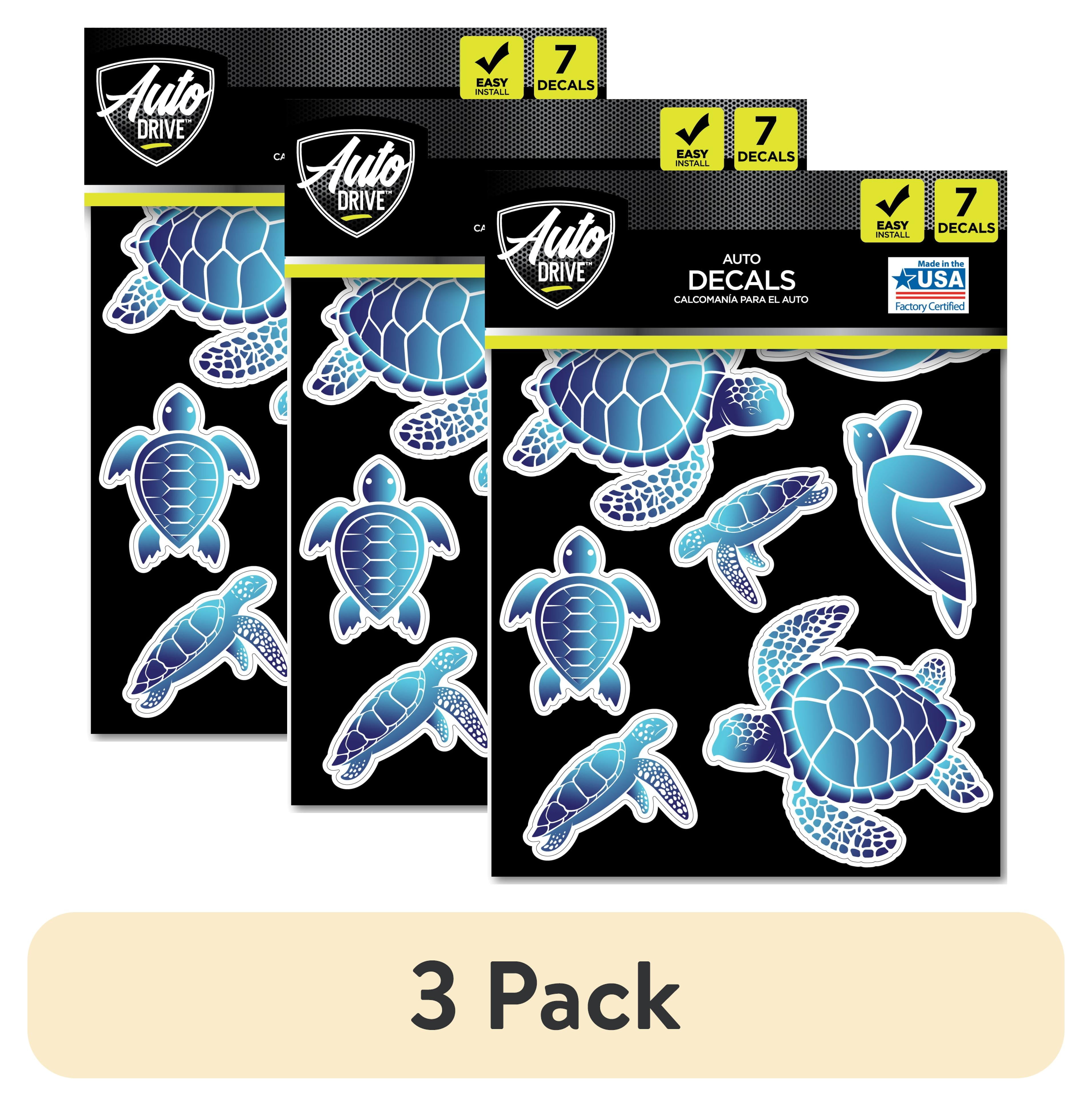 (3 pack) Auto Drive Sea Turtle Decals - Set of 7 Vinyl Car Stickers ...