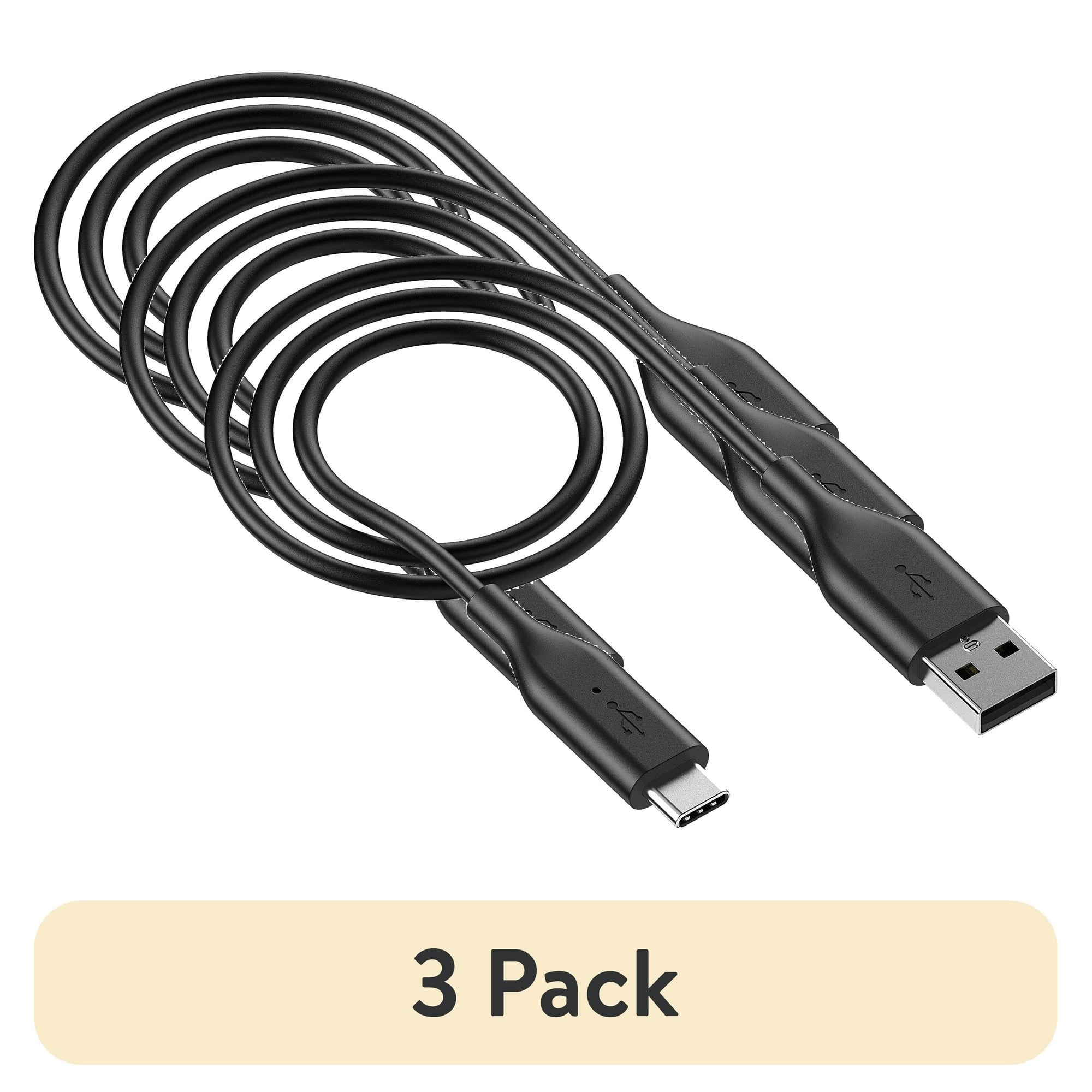 (3 pack) Auto Drive USB-C to USB-A, 3ft, Charging & Data Sync Cable ...