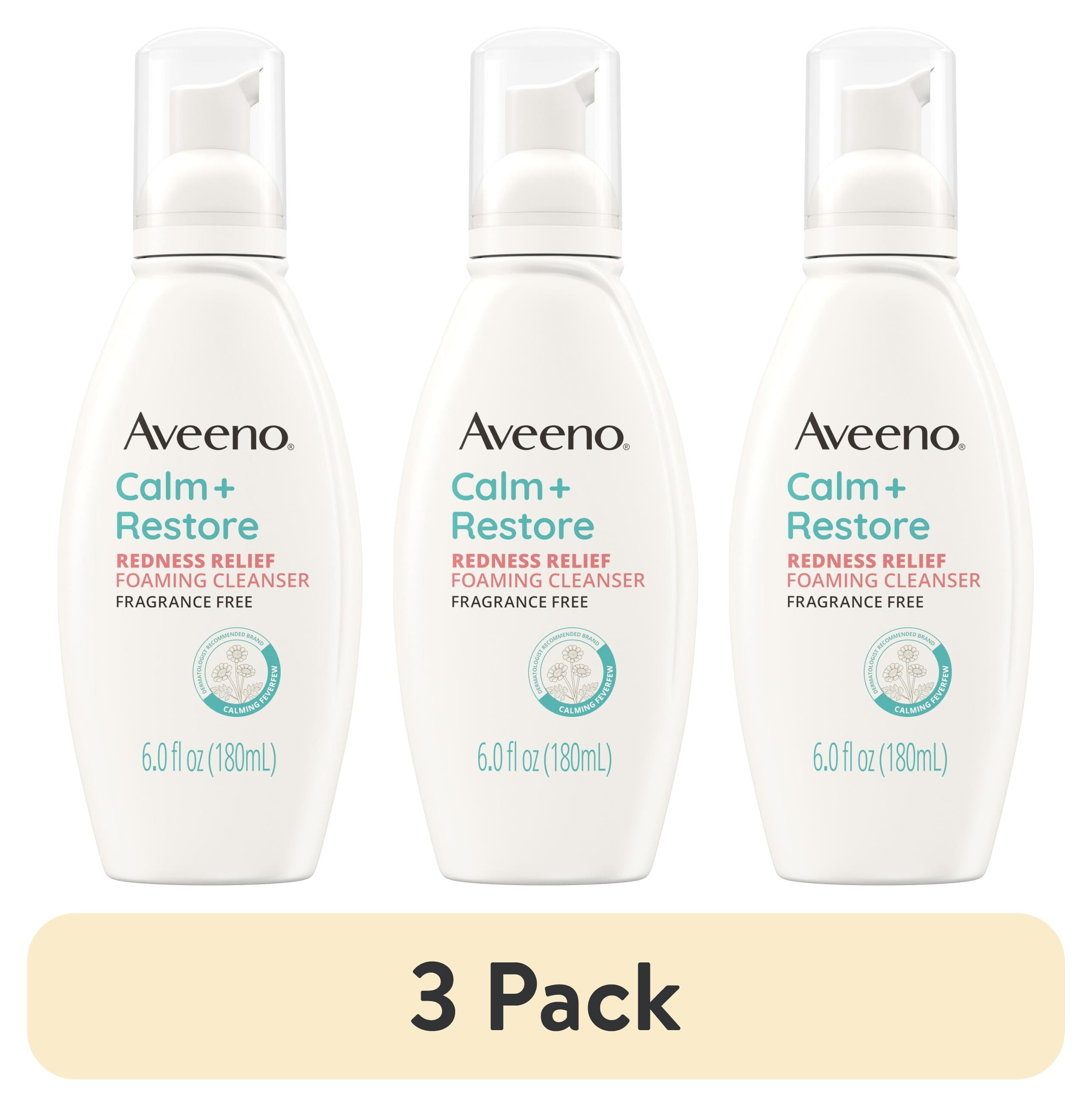 (3 pack) Aveeno Calm + Restore Redness Relief Face Wash, Foaming Facial ...