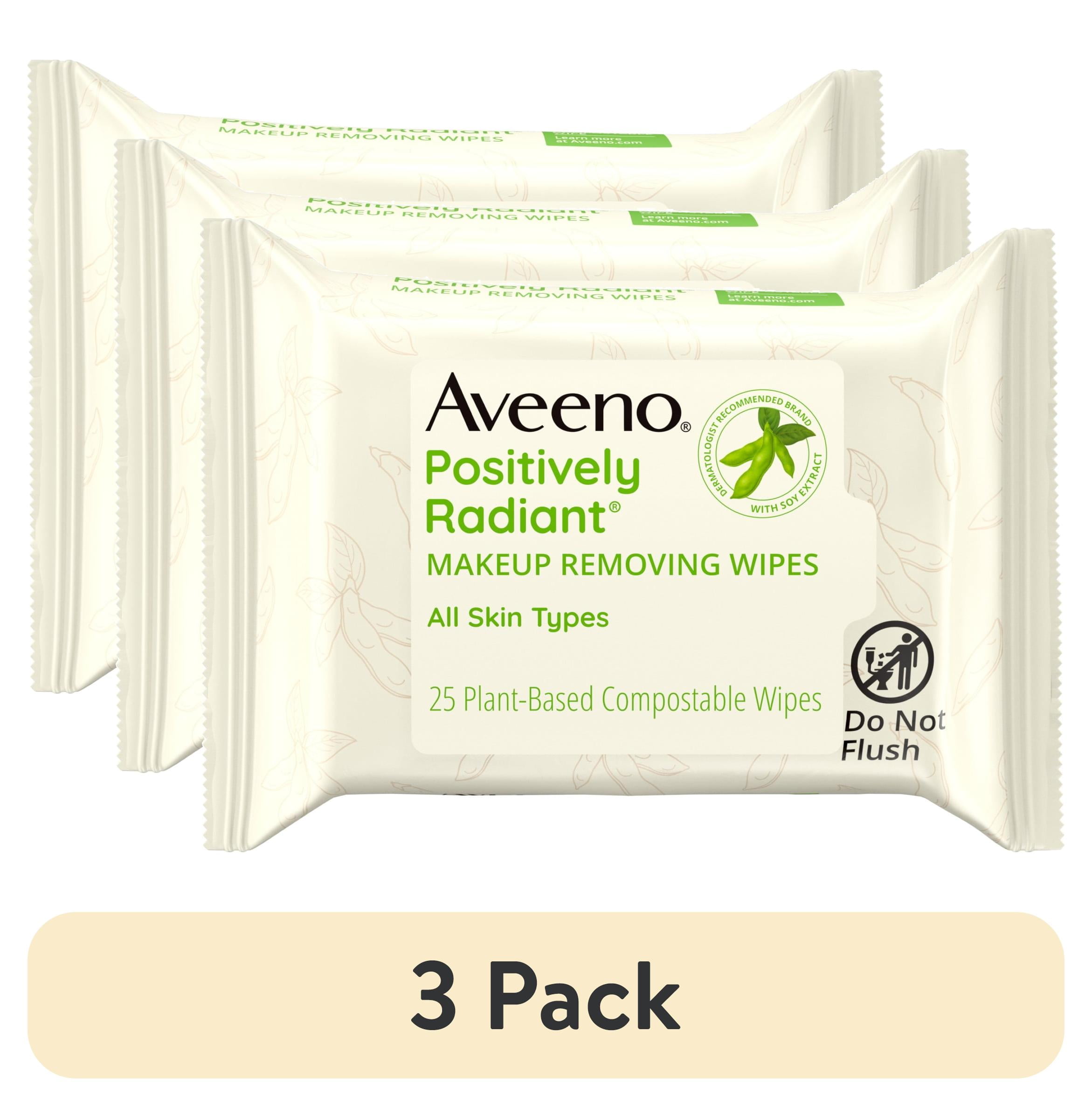 (3 pack) Aveeno Positively Radiant Oil-Free Makeup Remover Facial Wipes ...