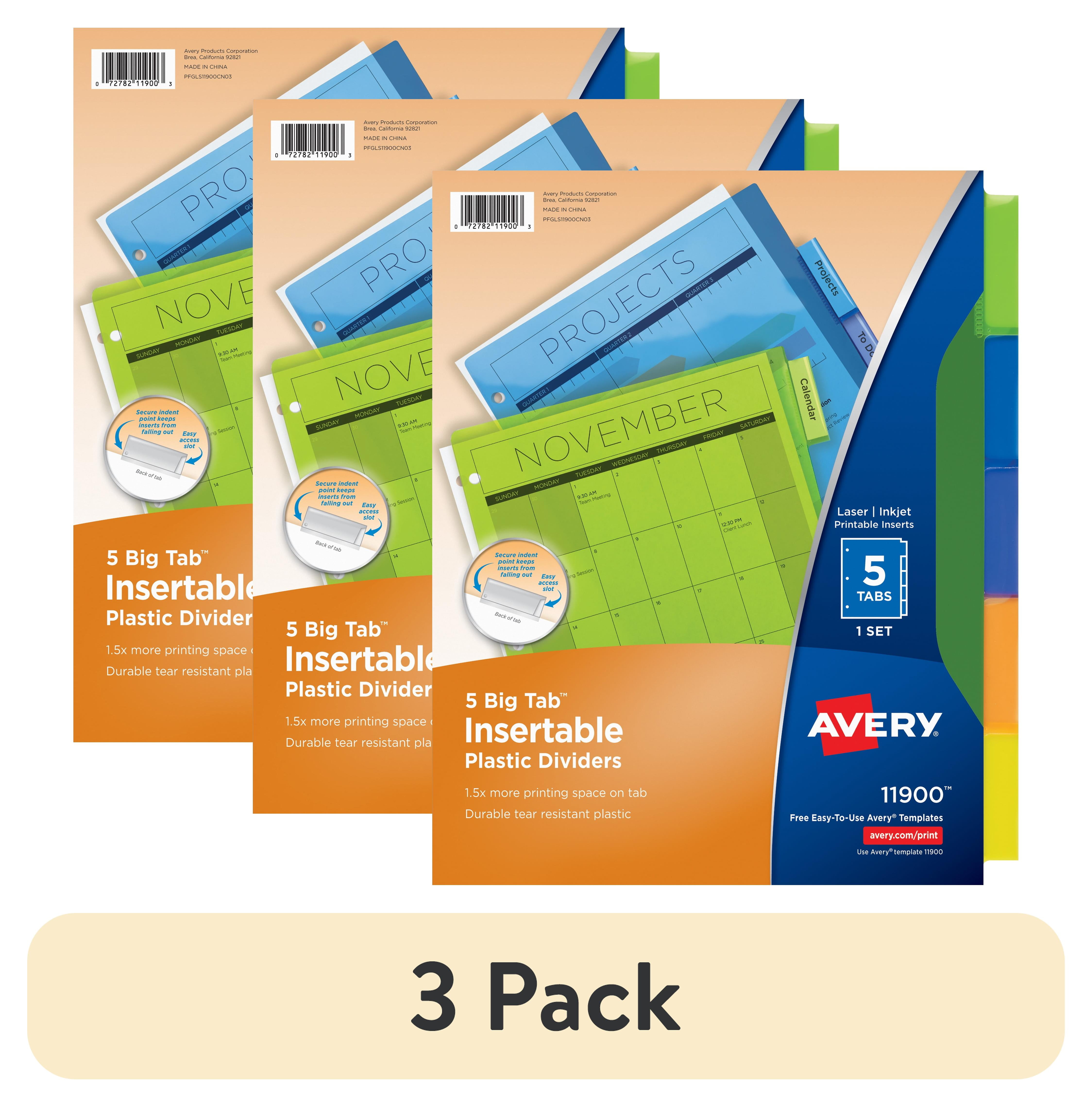 (3 pack) Avery Big Tab Insertable Plastic Dividers, Multi-color, 5 ...