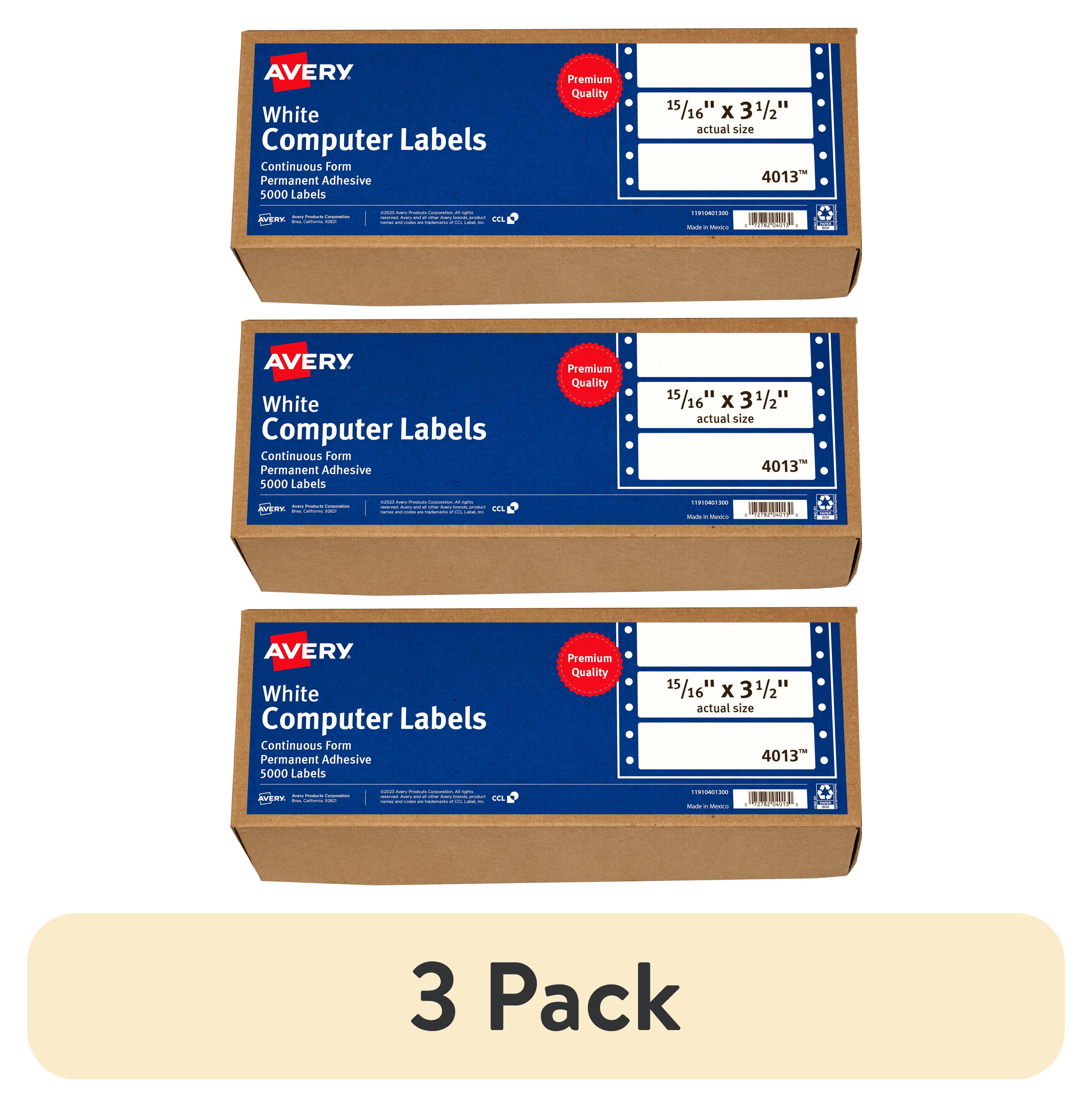 (3 pack) Avery Dot Matrix Printer Address Labels, 5,000 White Labels (4013) - Walmart.com