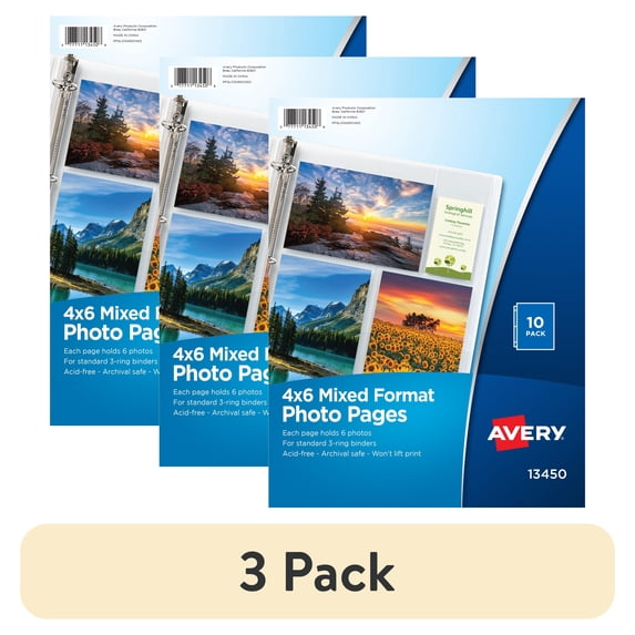 (3 pack) Avery Photo Page Sheet Protector, 4" x 6" Photo Size ...
