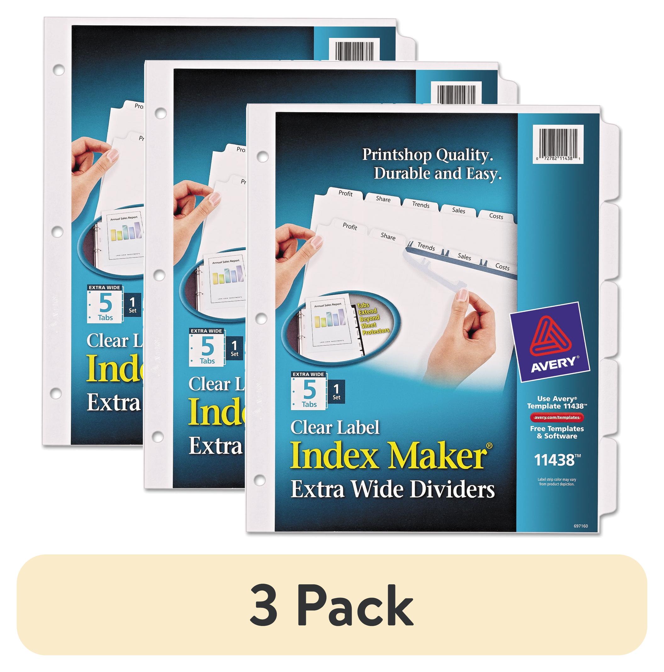 (3 pack) Avery Print & Apply Clear Label Extra-Wide Dividers, Index ...